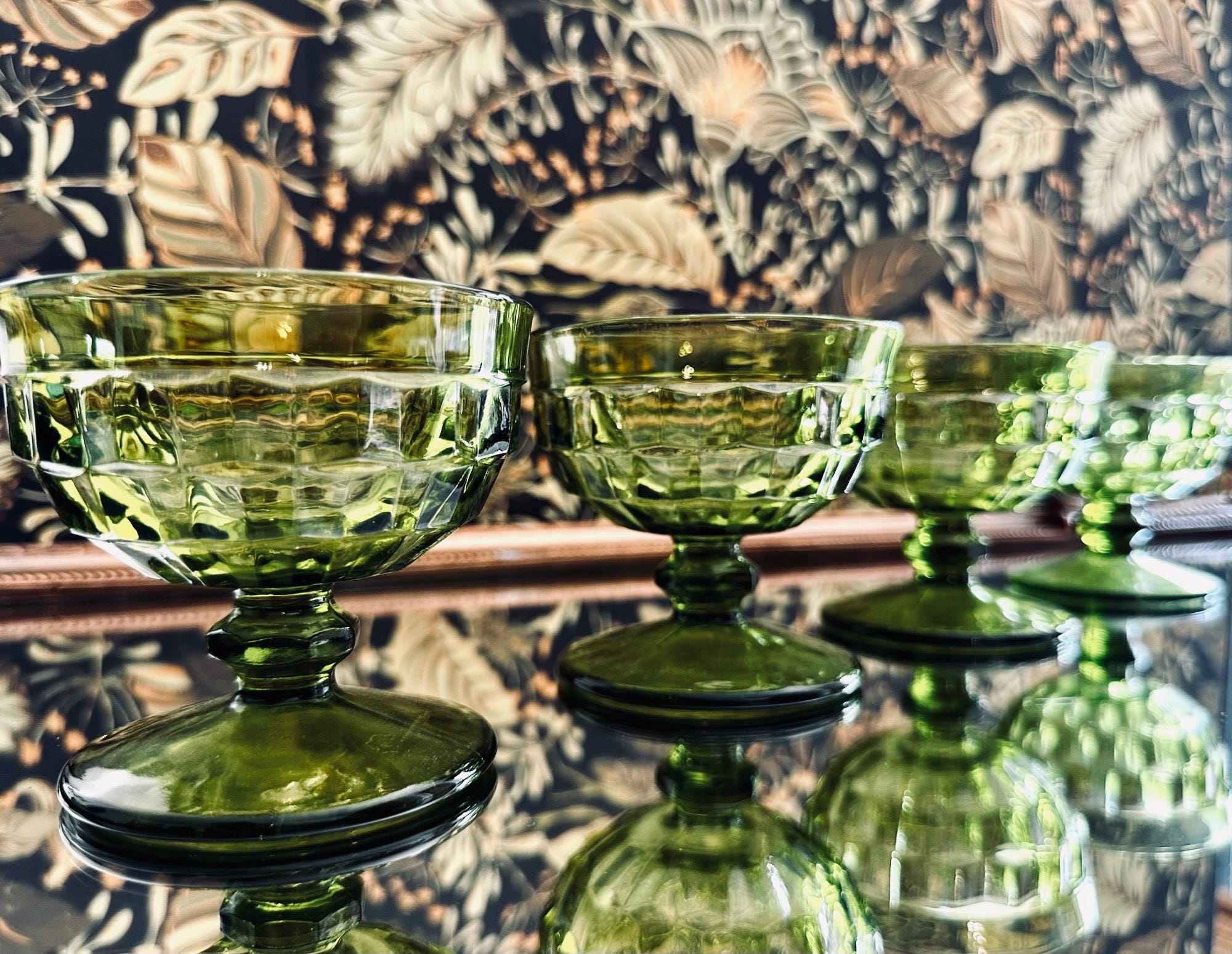 Indiana Glass Company Whitehall Cubist Avocado Colored Champagne Cups ...