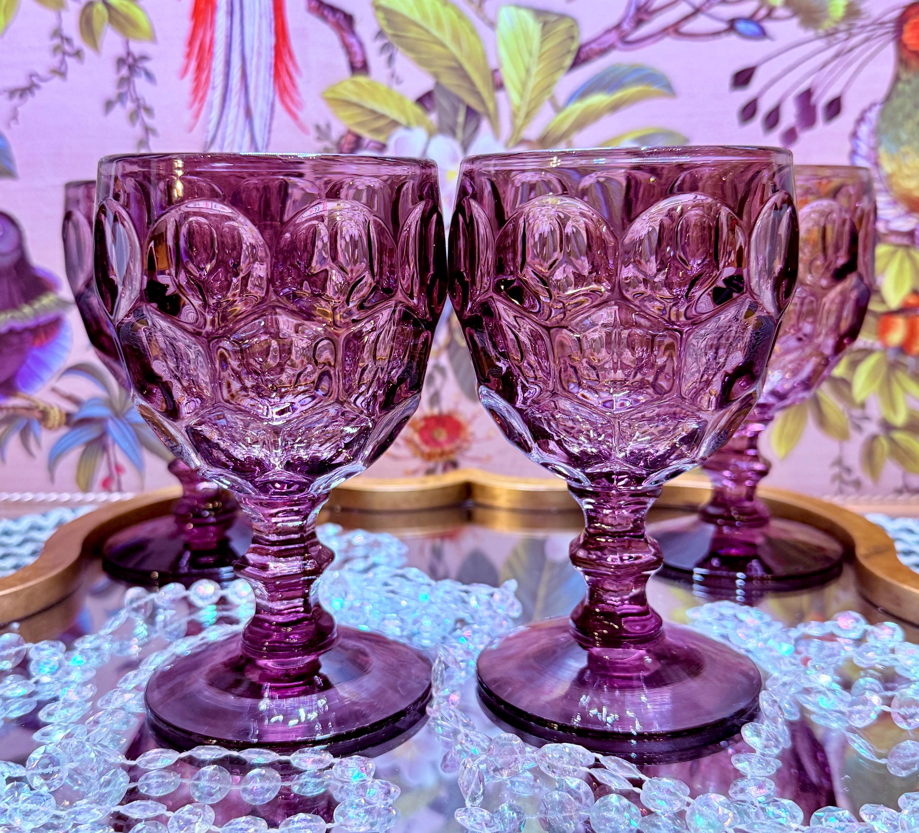 Imperial Glass Provincial Amethyst Thumbprint Goblets Set of 4 - Etsy