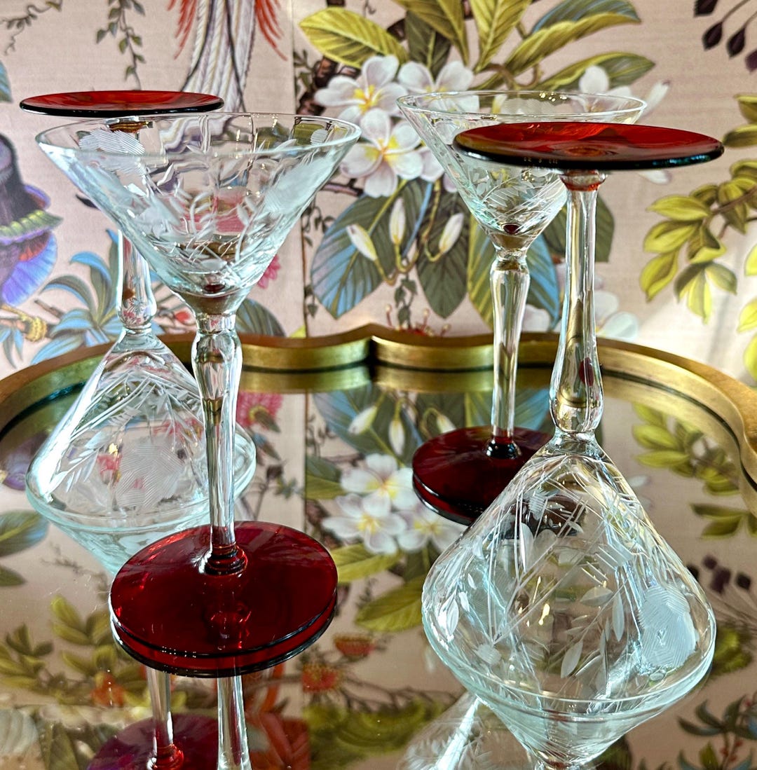 Weston Louie Ruby Red Stem Mini Martini Glasses Set of Four - Etsy