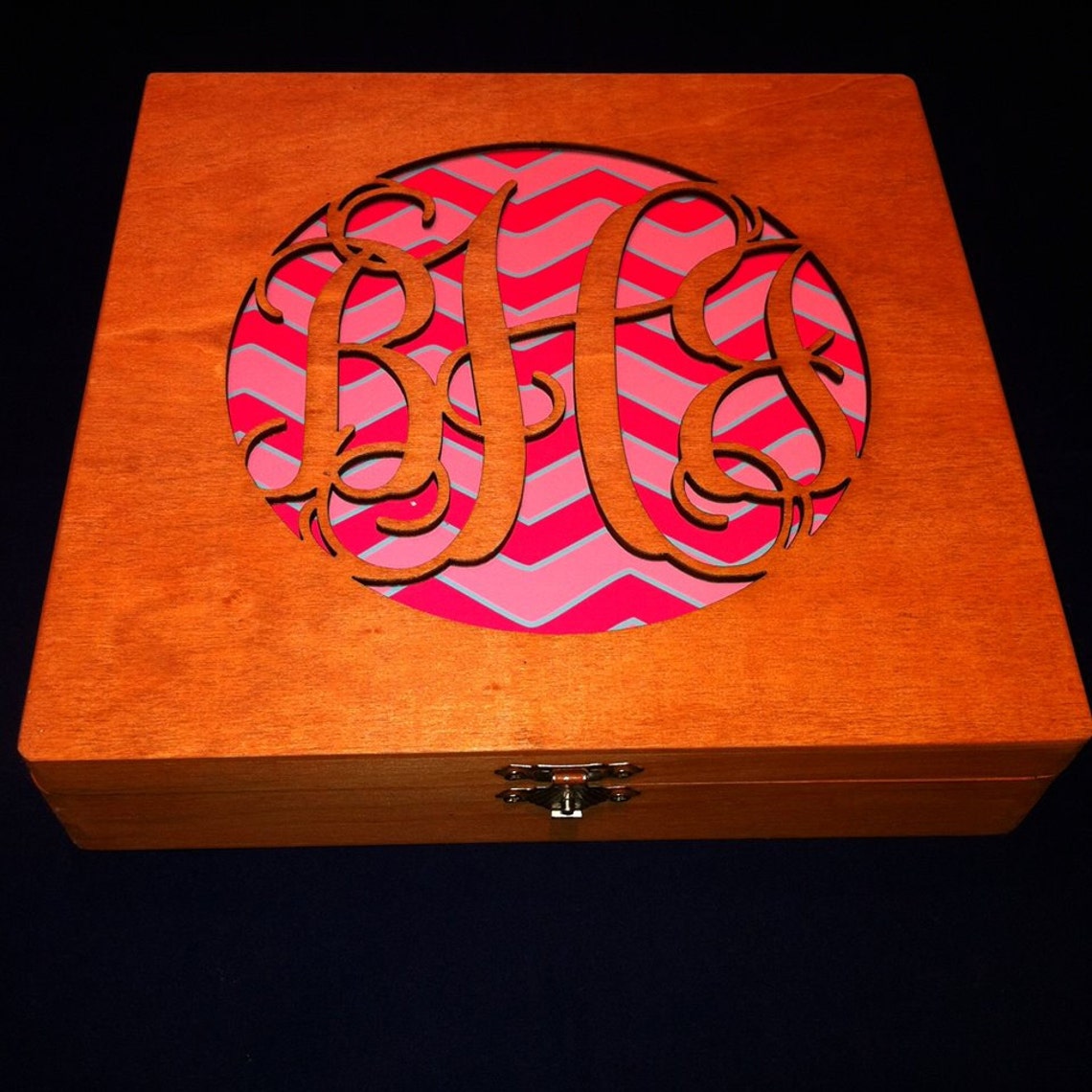 Personalized Monogrammed Jewelry Box Cigar Box Cut Monogram - Etsy