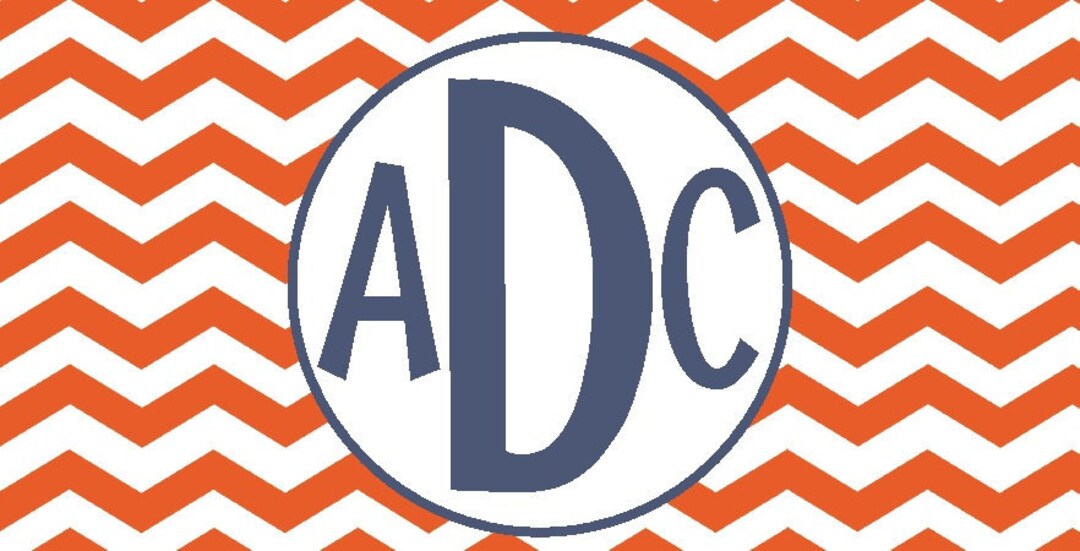Personalized/monogrammed Car Tag Orange White Chevron/zig Zag - Etsy