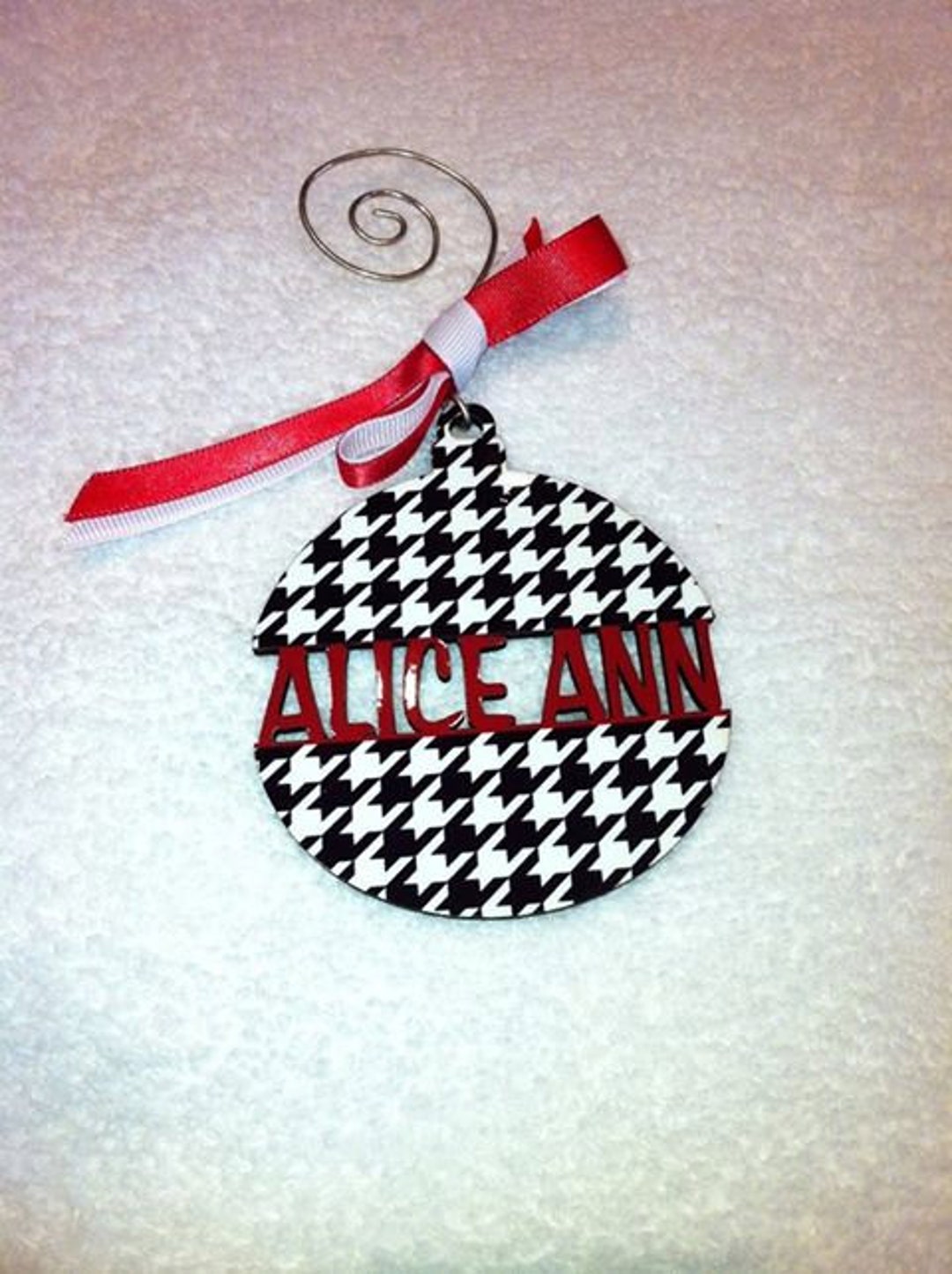Holiday Christmas Ornament Monogrammed Houndstooth Wooden Wood ...