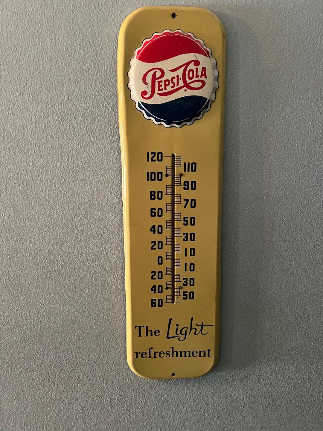 Vintage Light Refreshment Pepsi Thermometer Sign. - Etsy