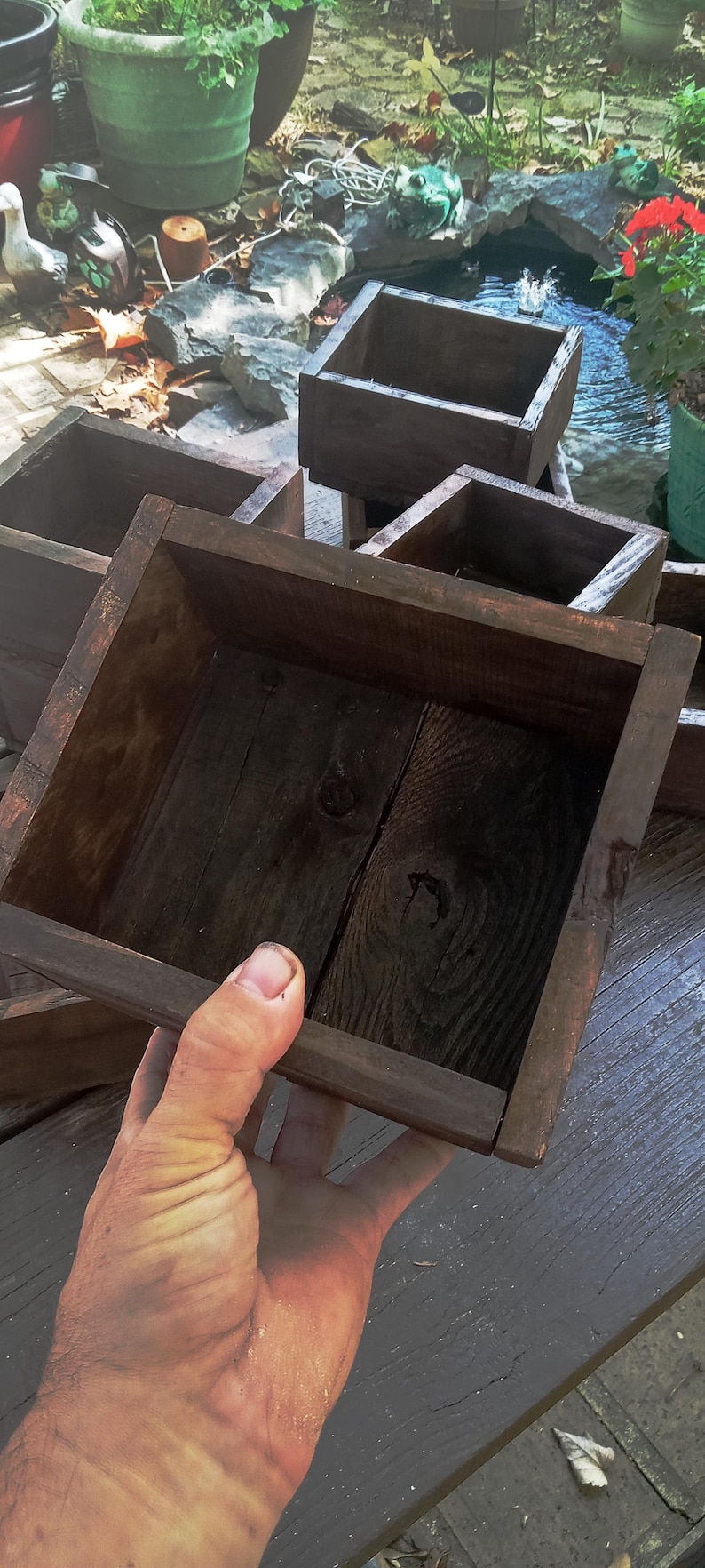 Rustic Walnut-stained Pallet Planter Box - Etsy