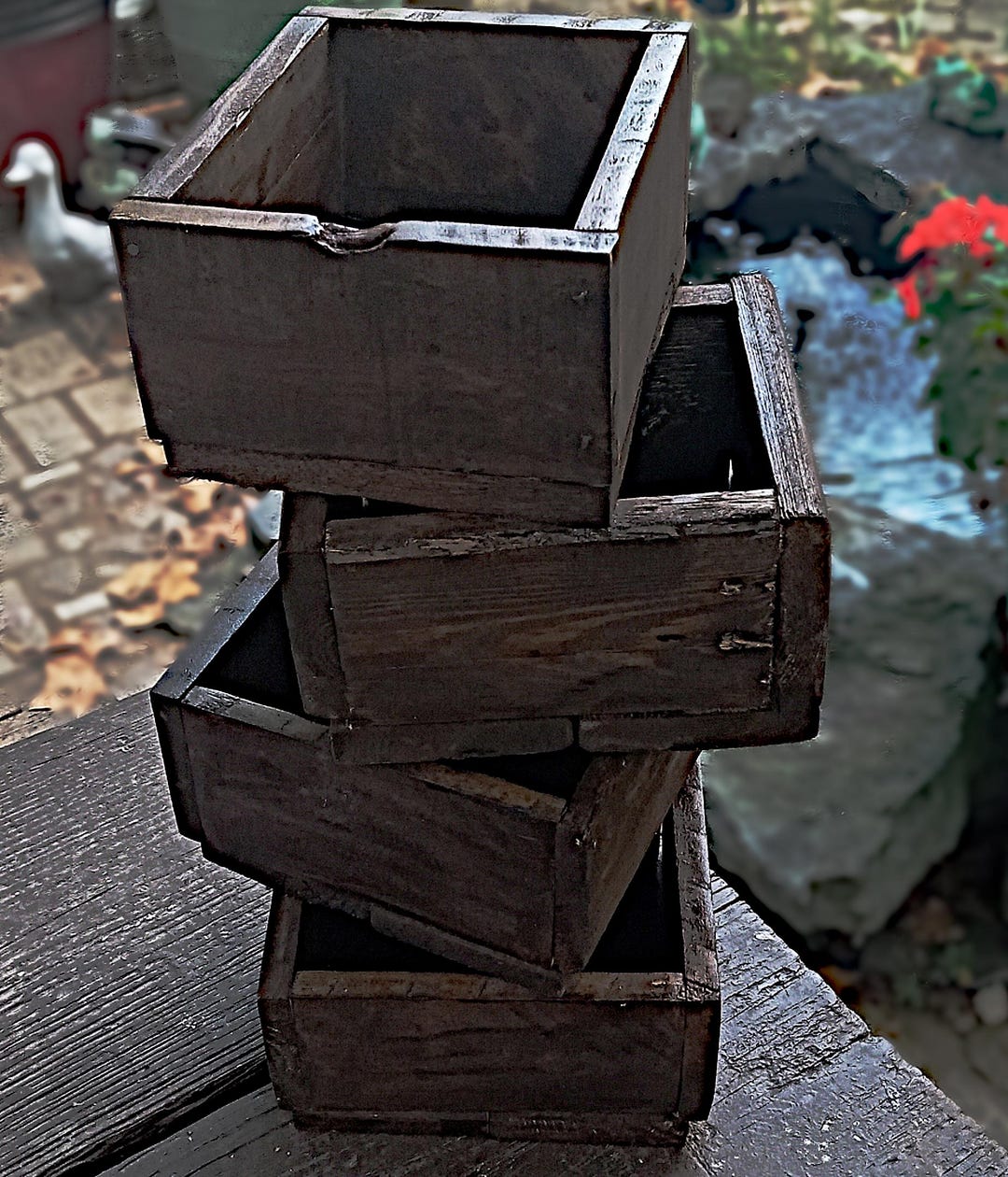 Rustic Walnut-stained Pallet Planter Box - Etsy