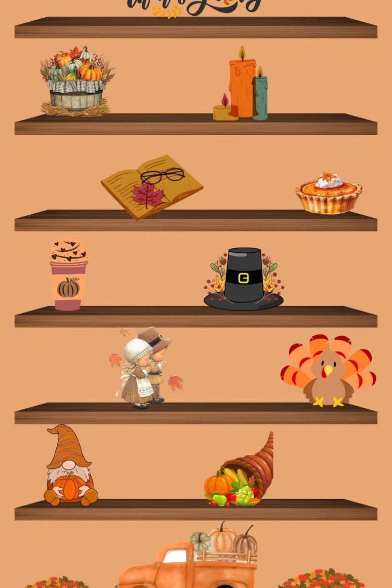 Thanksgiving Bookshelf Wallpaper Png - Etsy
