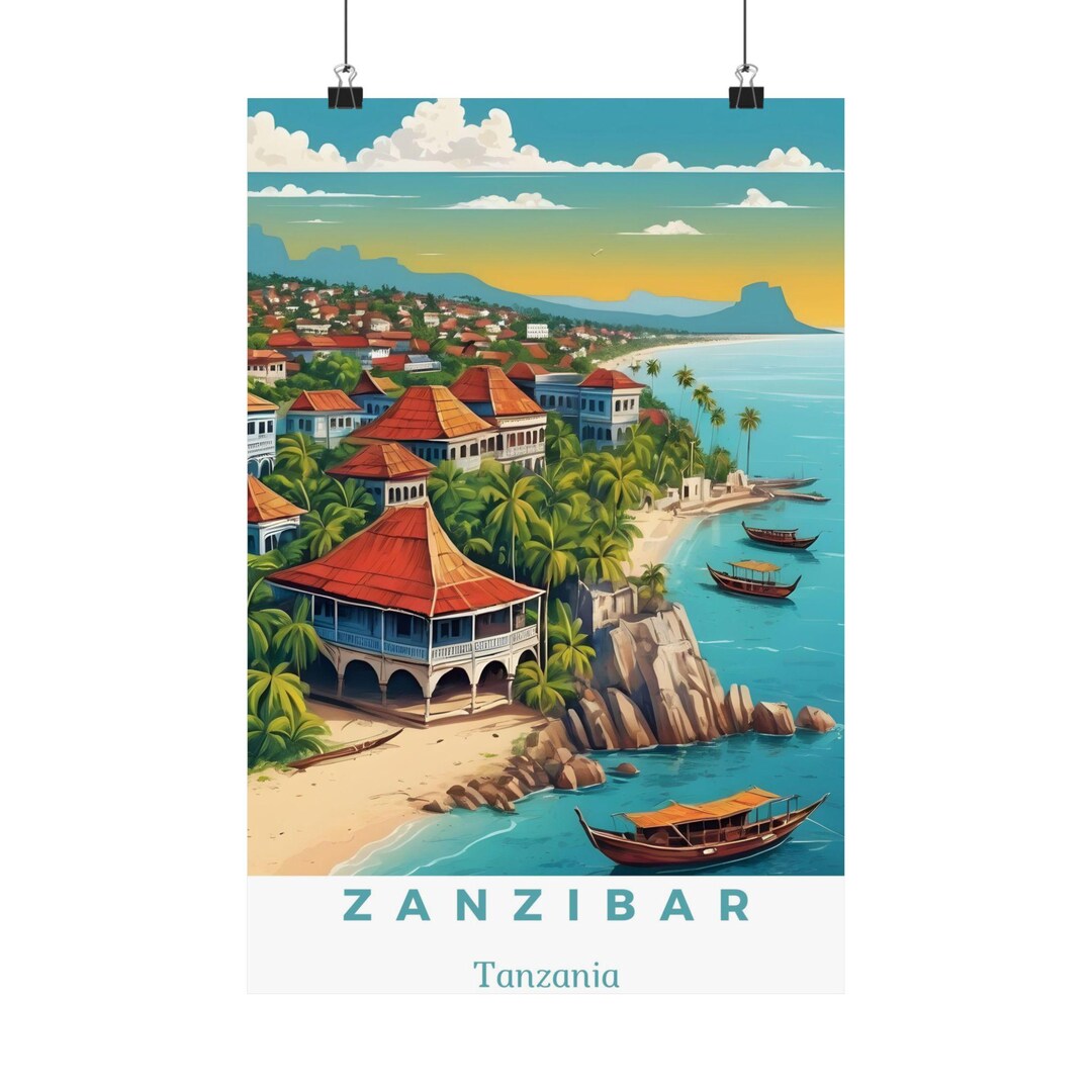 Matte Vertical Posters, Zanzibar Poster, Tanzania Poster, Travel Poster ...