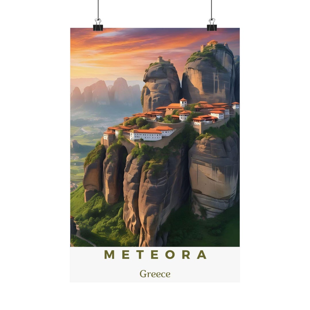 Meteora Travel Print Wall Art Meteora Greece Wall Hanging Home ...