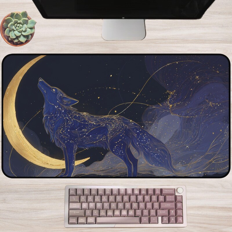Gold wolf desk mat - Etsy.de