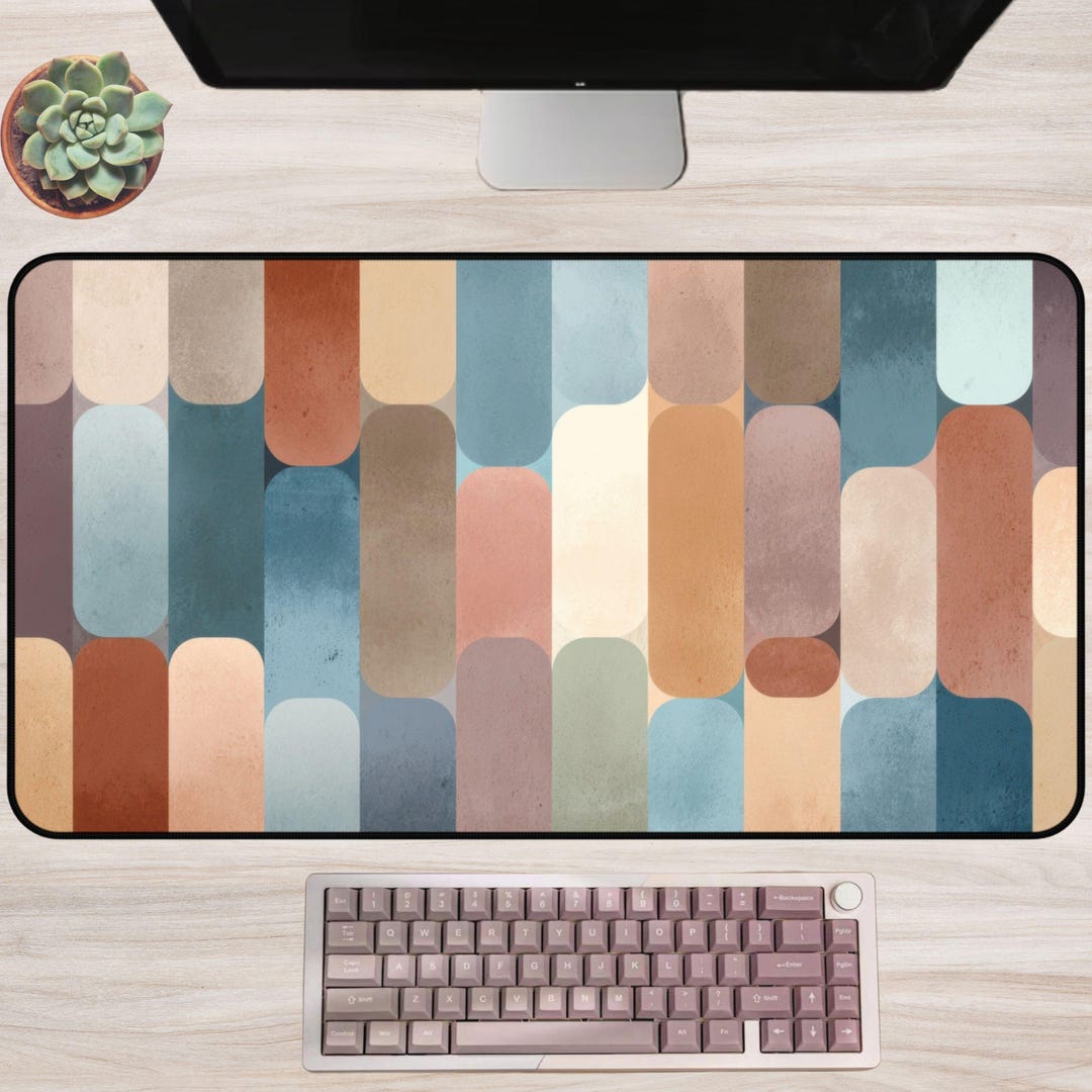 Abstract Geometric Desk Mat Modern Minimal Desk Pad Neutral Office ...