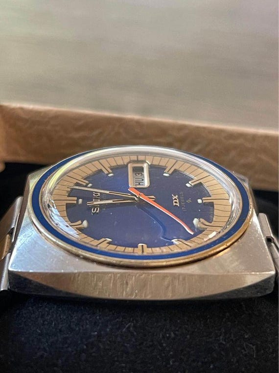 Seiko DX 17 Jewels Blue & Gold Dial Automatic Day Dat… - Gem