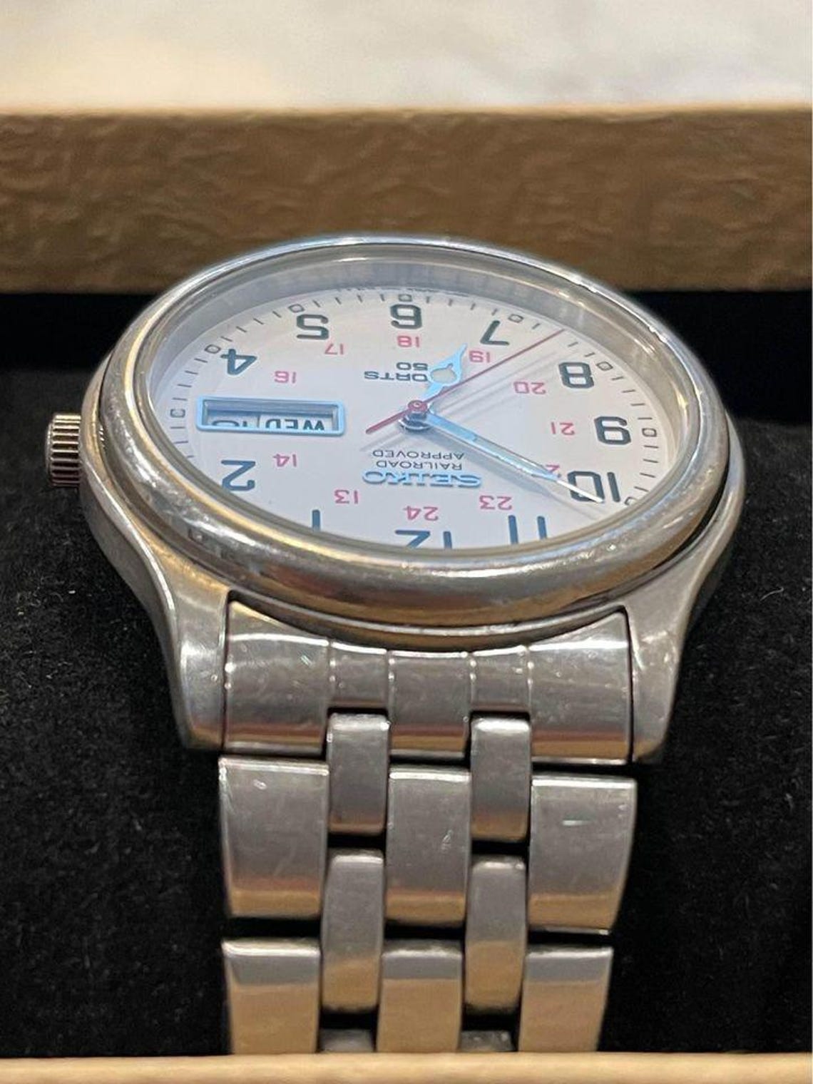 Vintage Seiko Quartz Railroad Approved Sports 50 Day Date 7N43-9A00 ...