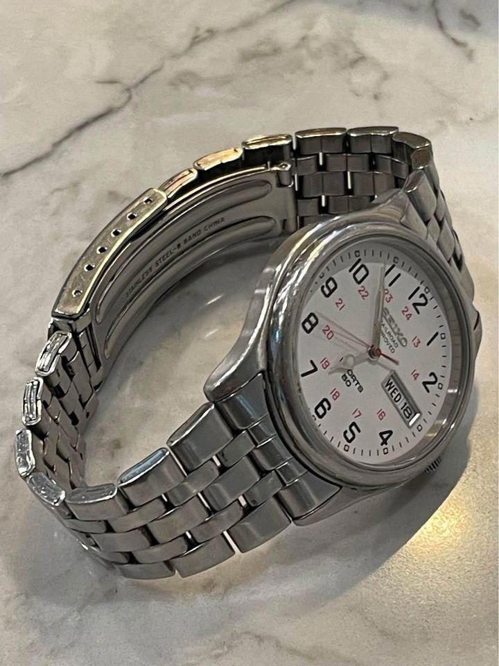 Vintage Seiko Quartz Railroad Approved Sports 50 Day Date 7N43-9A00 ...