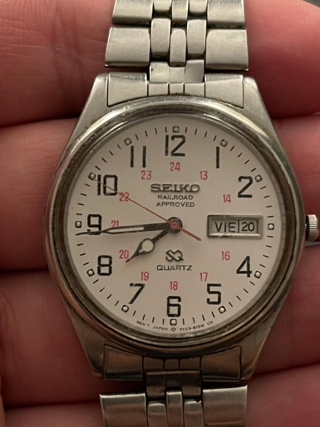 Seiko Railroad Approved SQ Quartz Day Date 5Y23-8949 Watch - Etsy