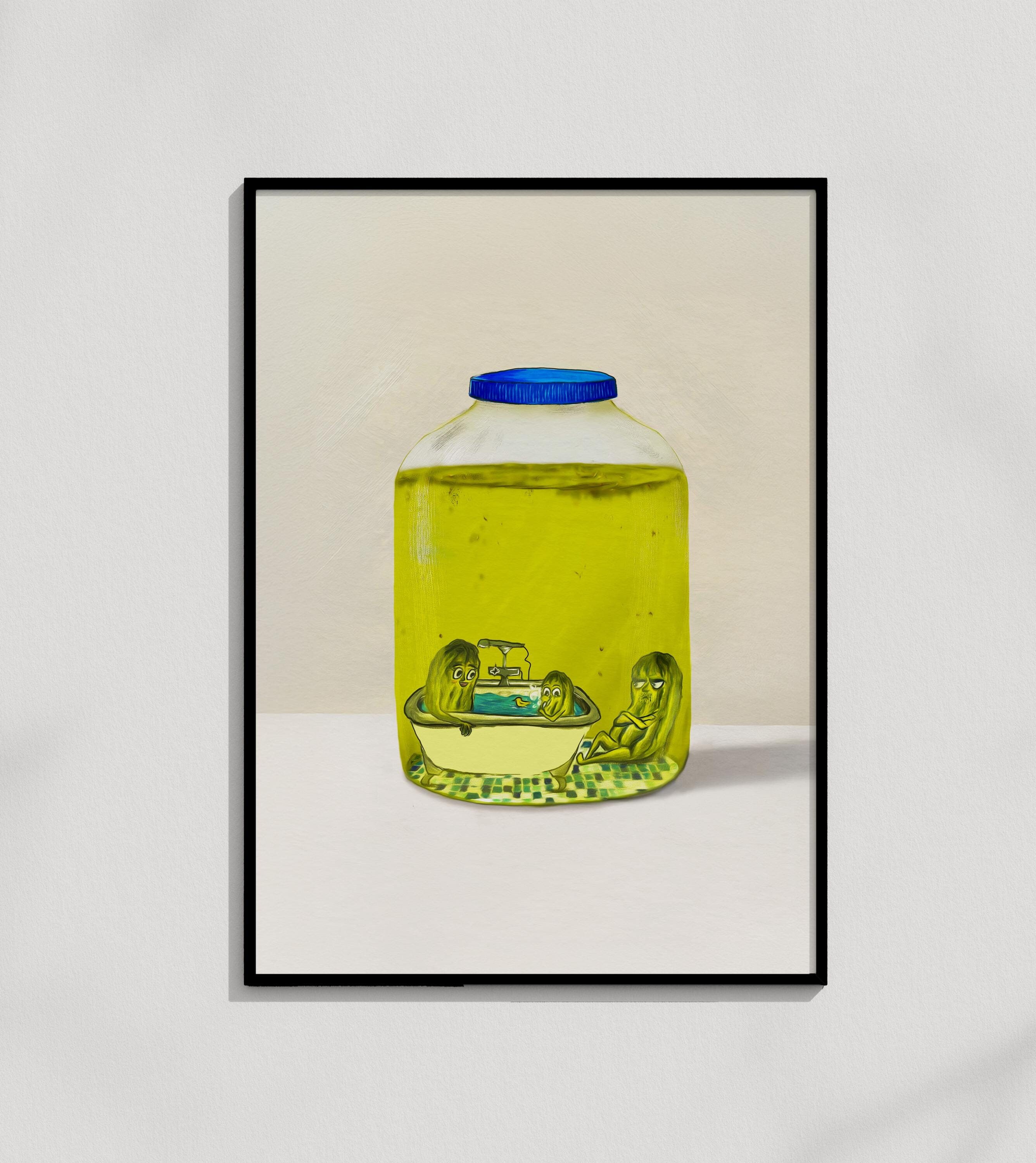 Portrait From Photo Painting Pickle Family Bathtub: Surreal Bottle Life ...