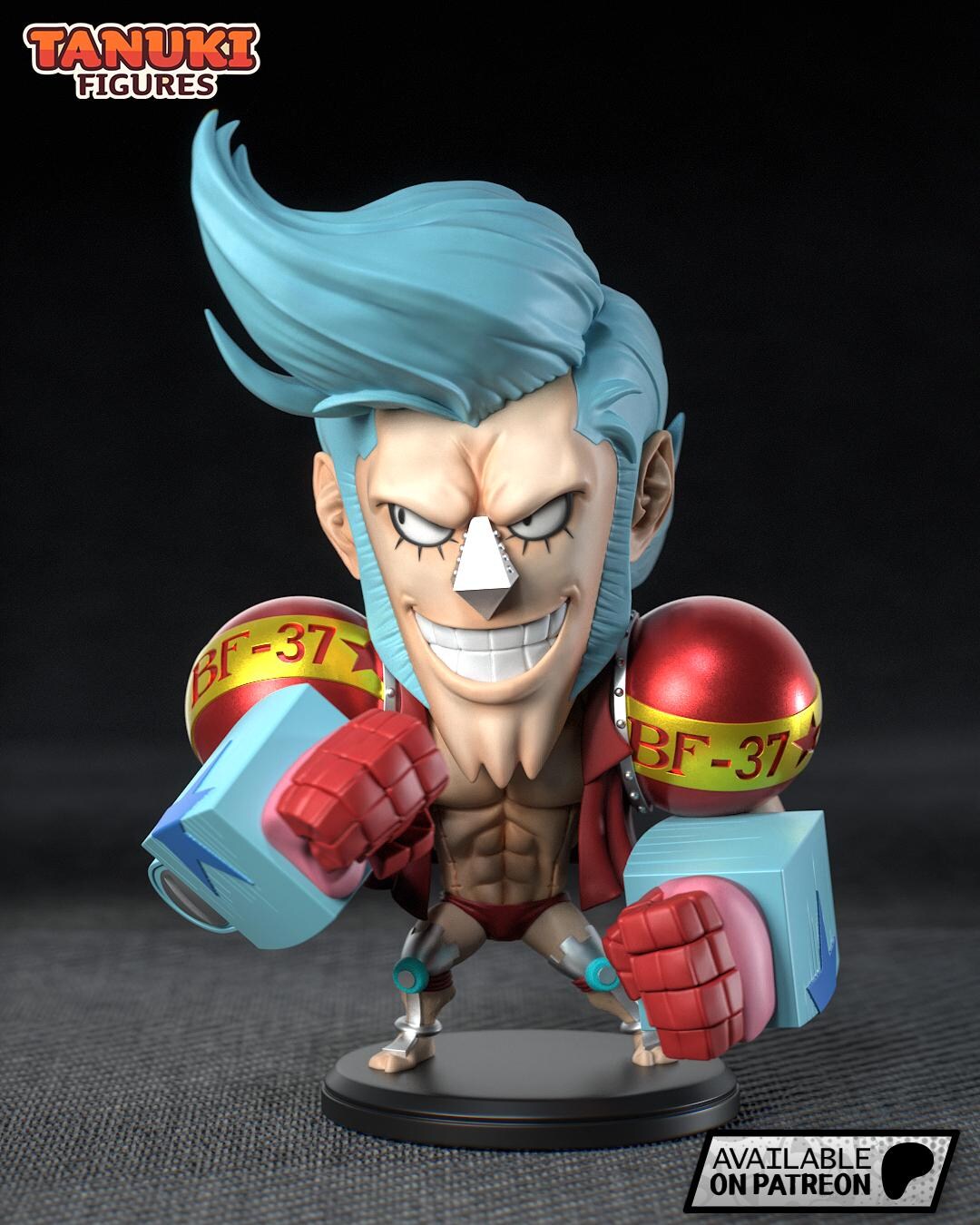 Franky Chibi - One Piece - Tanuki Figures- Unpainted Gray Resin - Etsy