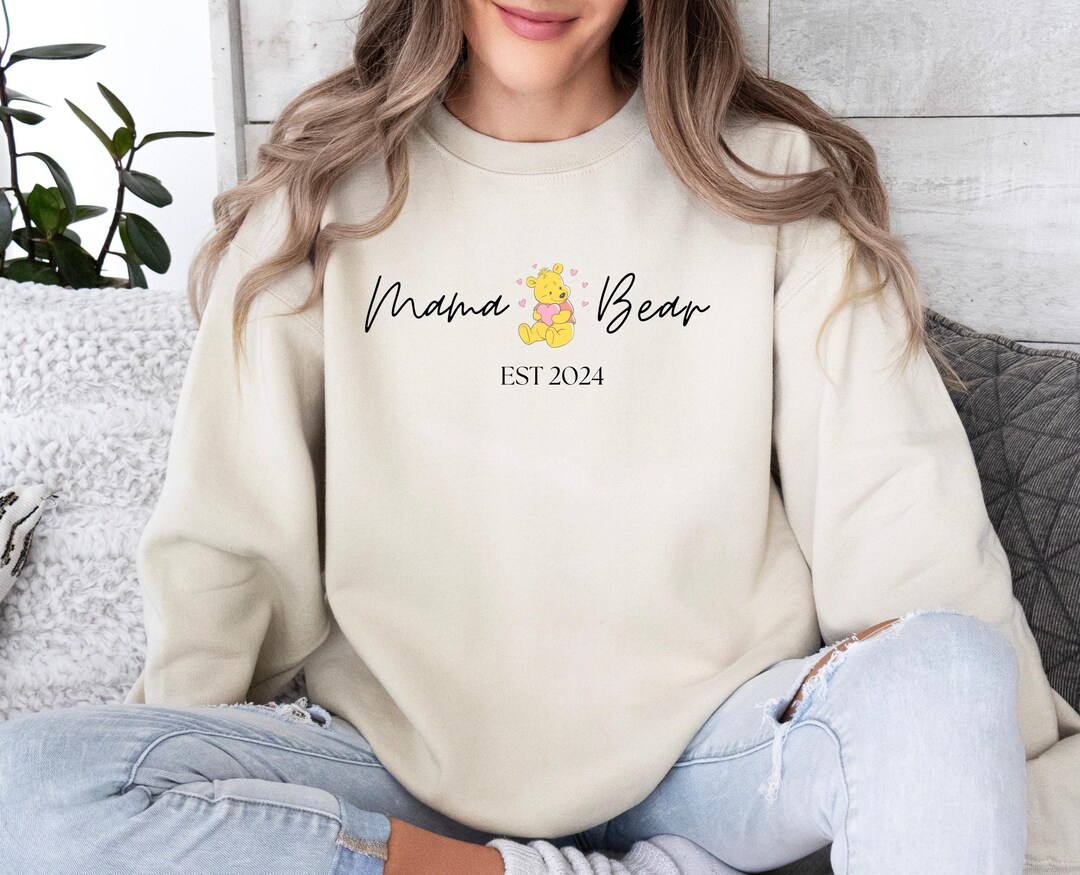 Custom Mama Pooh Bear Sweater, Personalised Mama Bear Est Top, Mother's ...