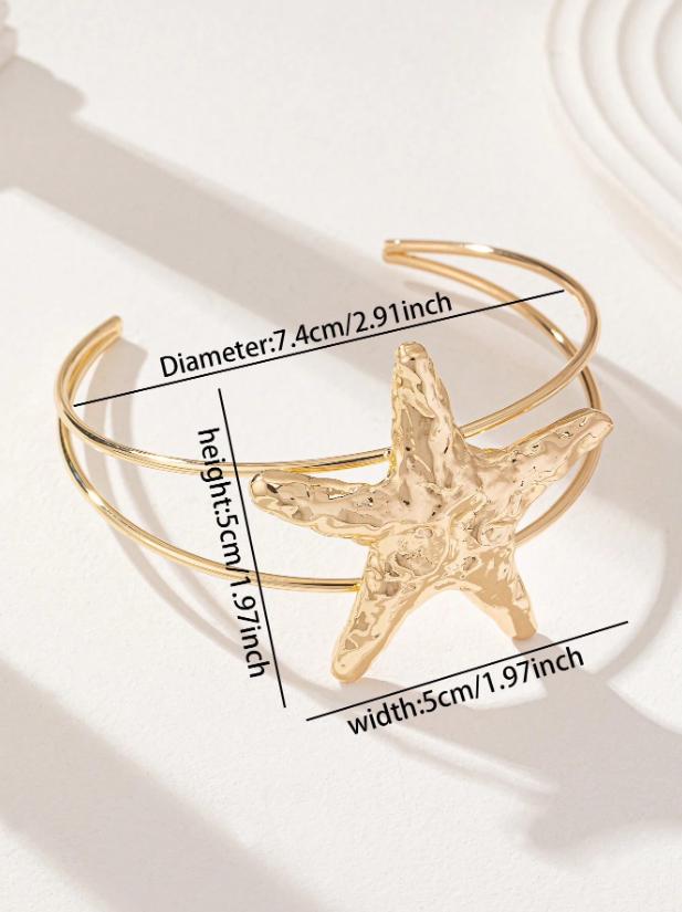 Minimalist Arm Cuff, Gold Arm Band, Gold Upper Arm Cuff Bracelet, Starfish Arm Band, Arm Cuff ...