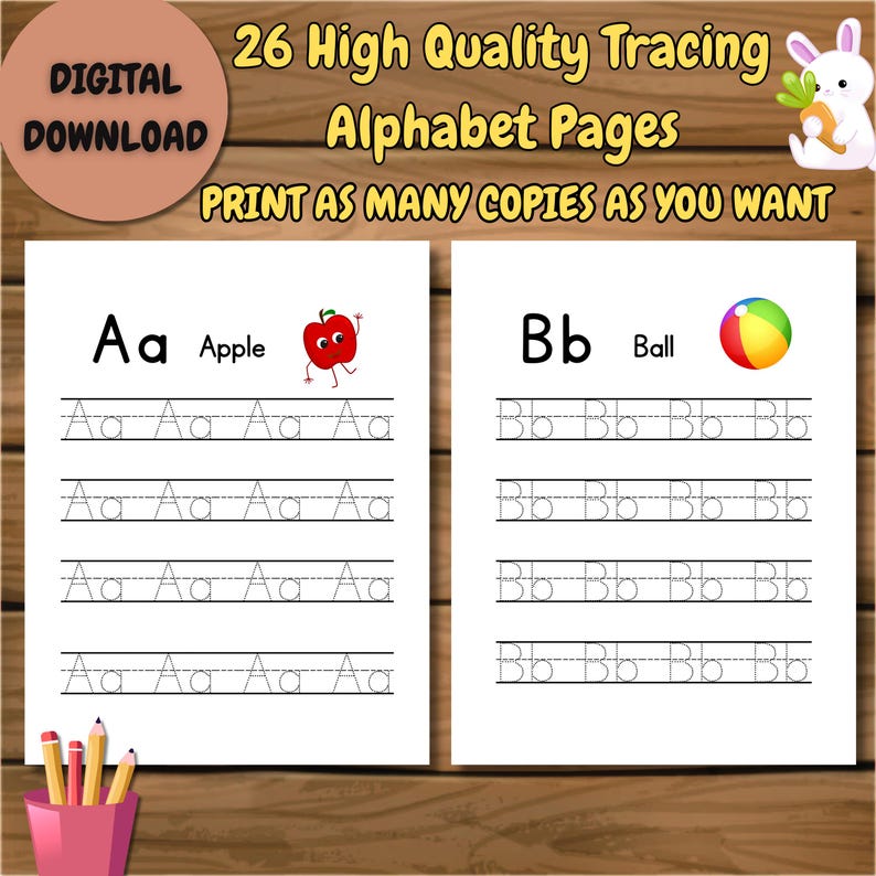 26 English Alphabet Tracing Sheets Fun & Educational, Letter Practice ...