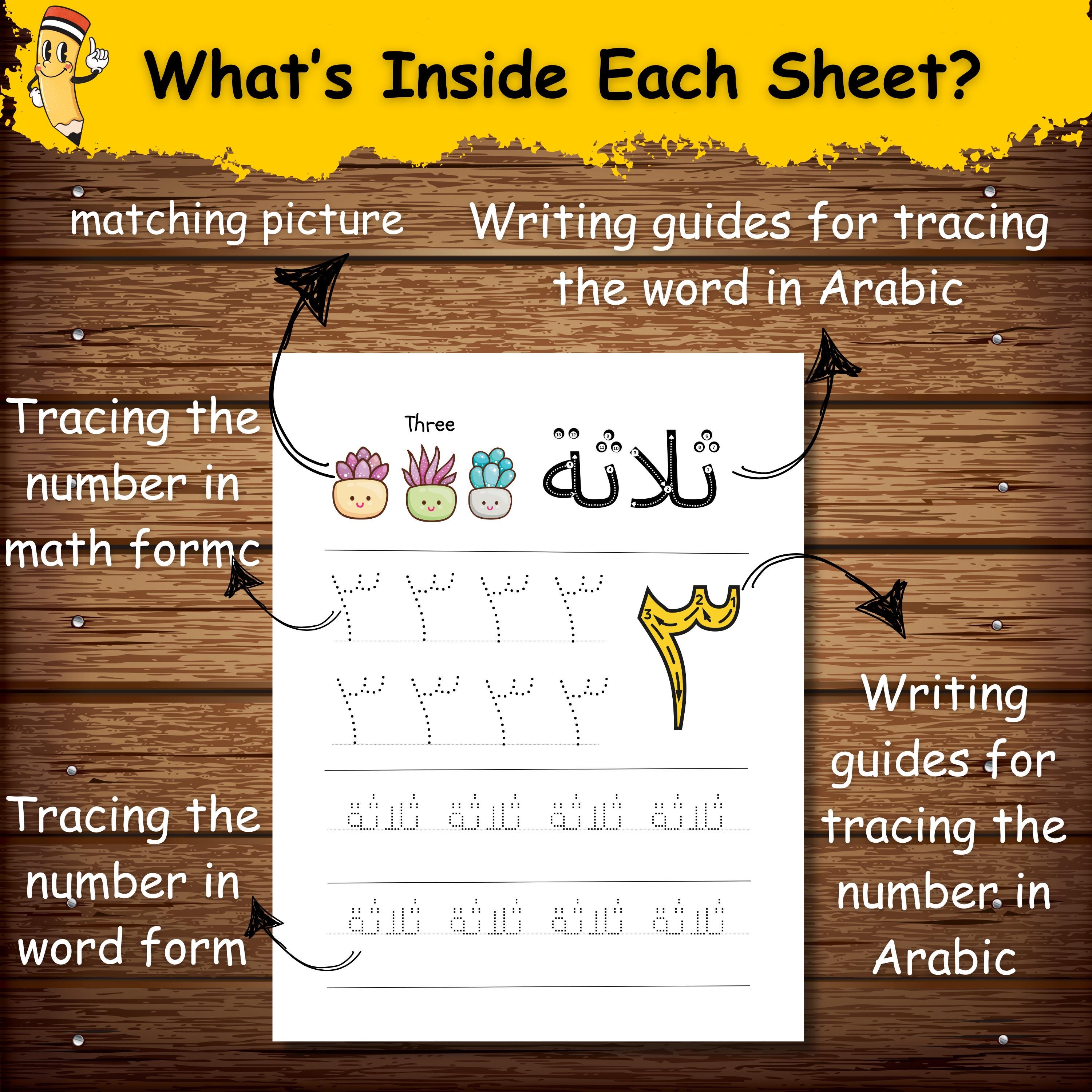 Arabic Numbers 1-10 Tracing Worksheets |digital Download/ Learn to ...
