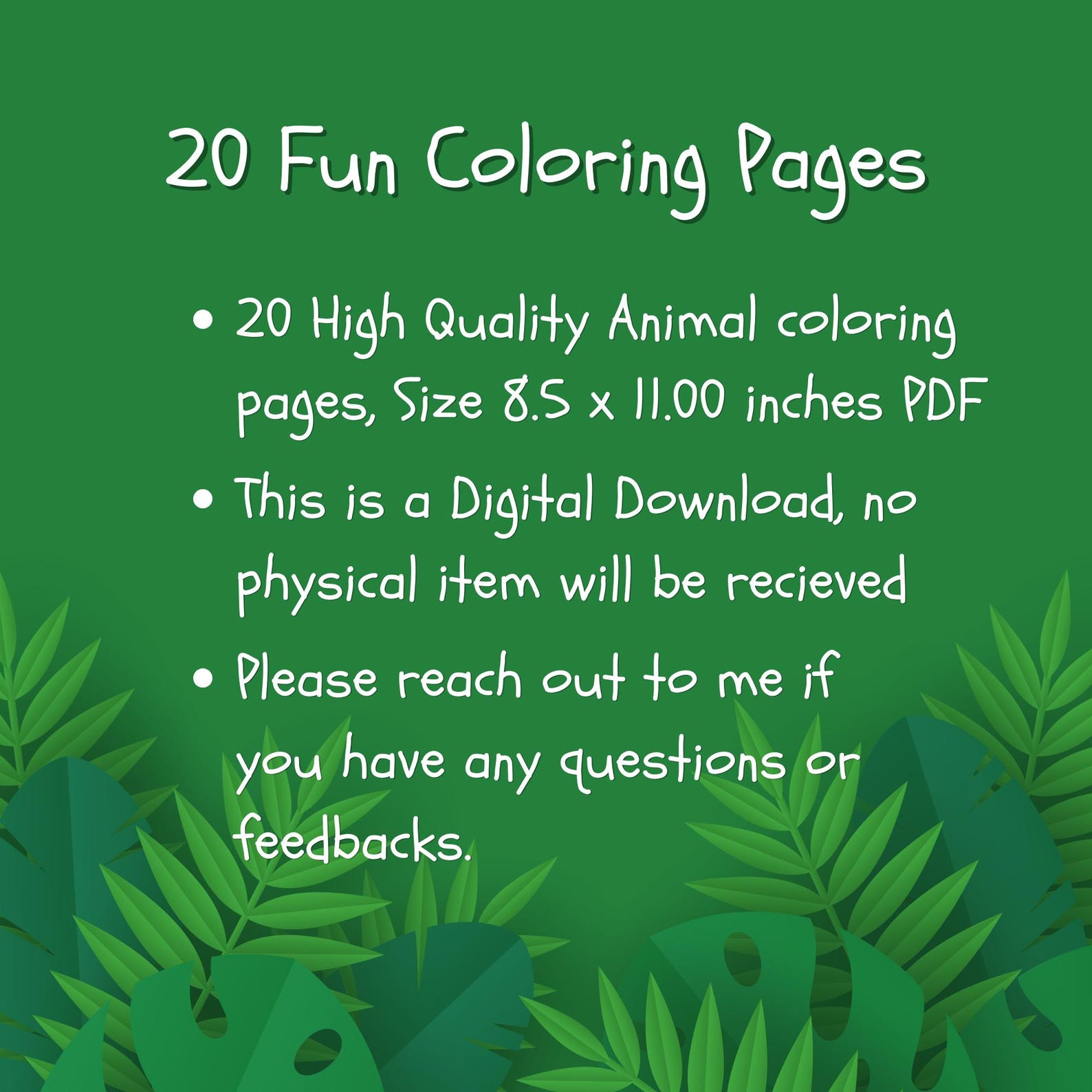 Animal Coloring Pages for Kids: 20 Fun Activity Sheets (PDF) - Etsy