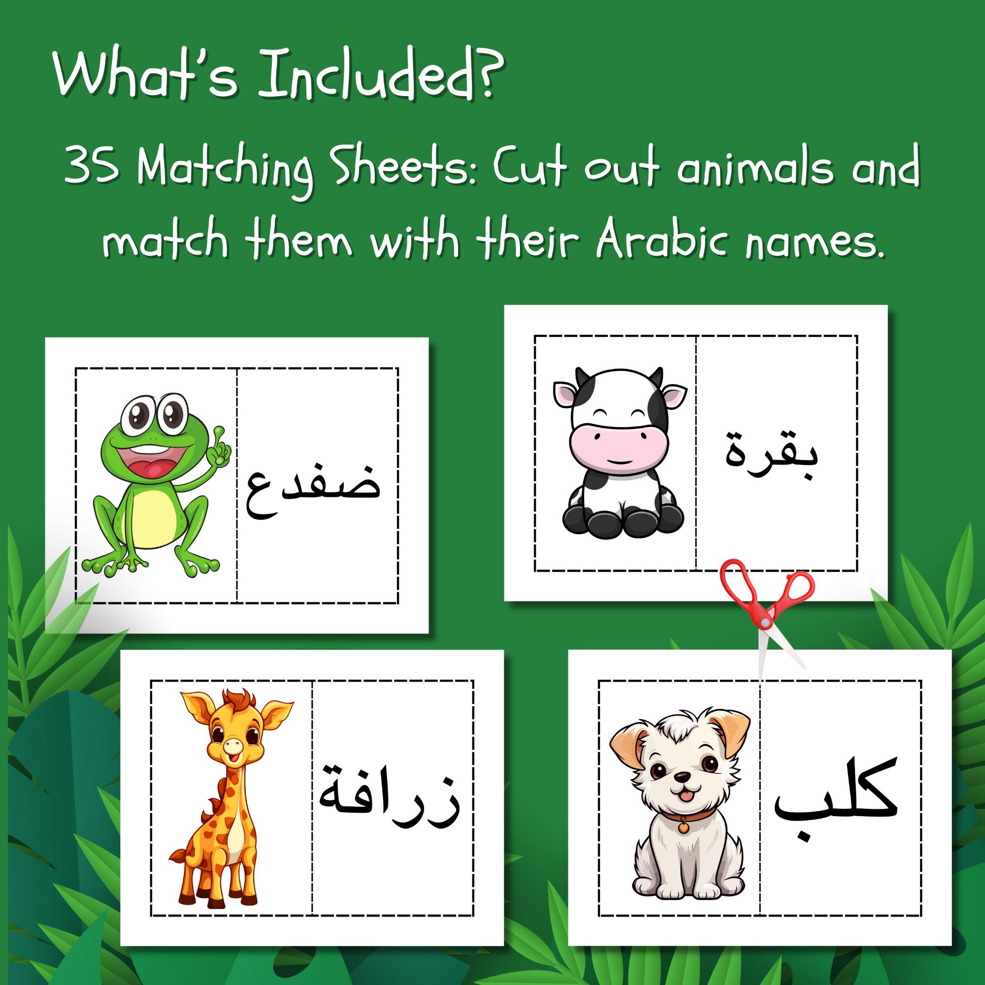 84 Arabic Animal Learning Sheets | Tracing, Coloring & Matching ...