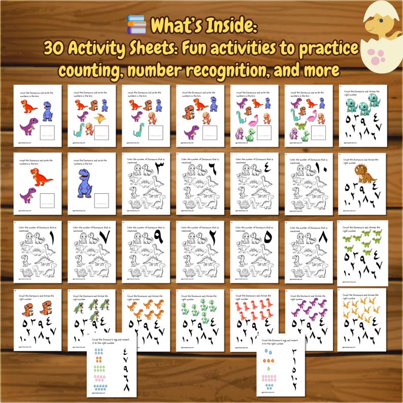 Dinosaur Arabic Number Tracing Worksheets: Fun Learning (digital ...