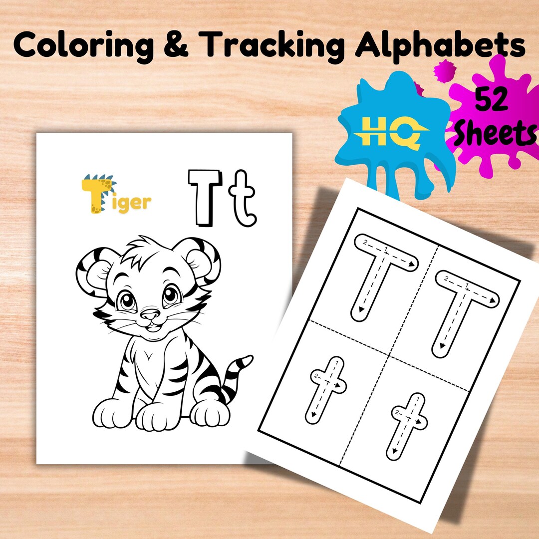 Alphabet Learning: Animal Coloring & Tracing Sheets (PDF Download) - Etsy