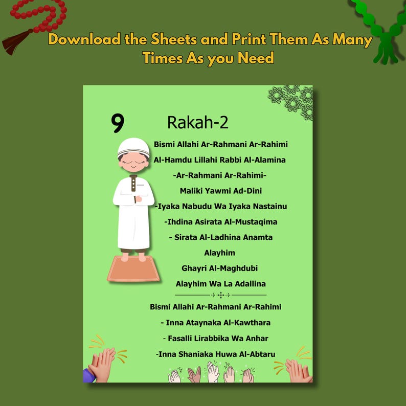 80 Printable Kids Prayer & Wudhu Learning Sheets |teach Salah for 5 Daily Prayers | High-quality ...