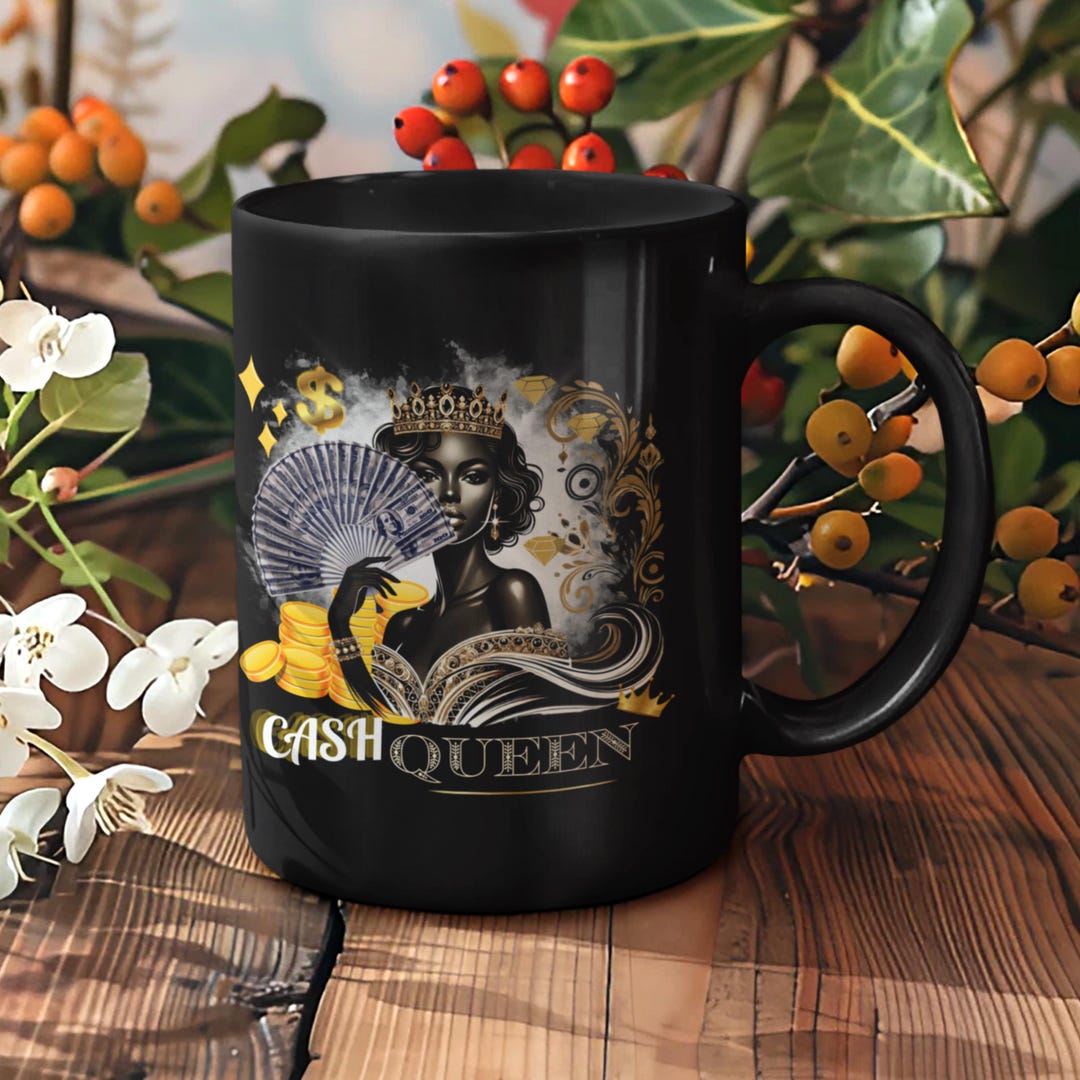 Mug, Cash Queen Photo With Text, Money Fan Decor Cup, Funny Coffee Mug ...