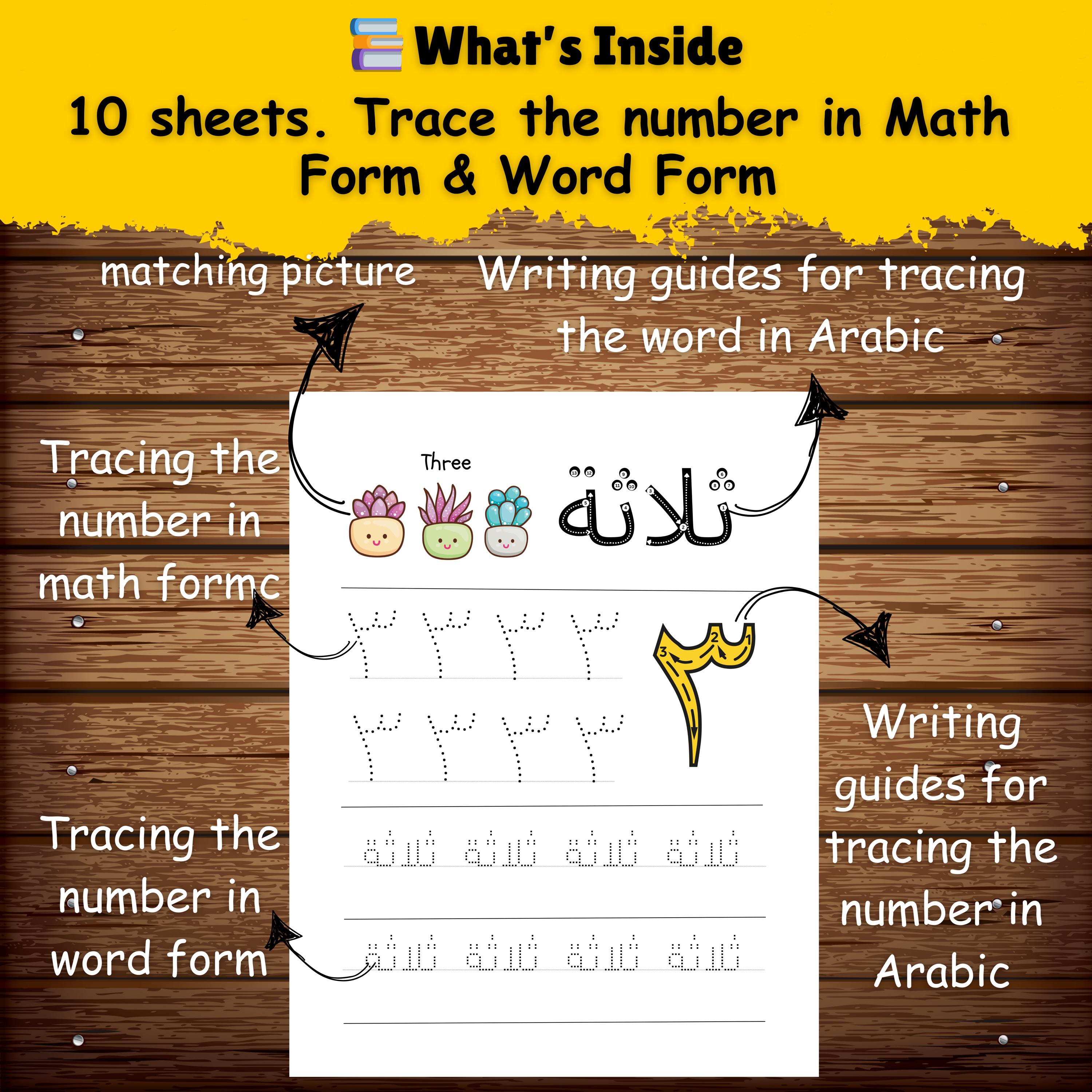 Arabic Number Worksheets: Dinosaur Counting & Tracing (PDF) - Etsy