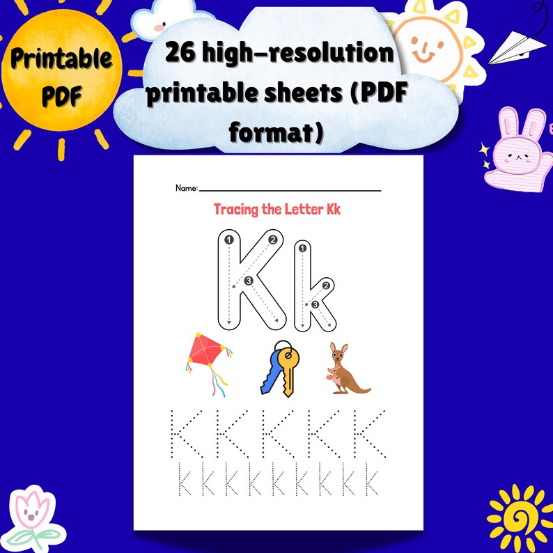 Alphabet Tracing Worksheets: English Handwriting Practice (digital ...