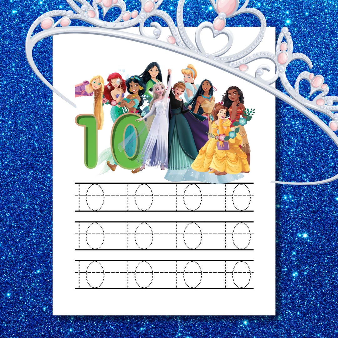 Princess-themed Number Tracing Worksheets 1-10 | Fun Educational ...