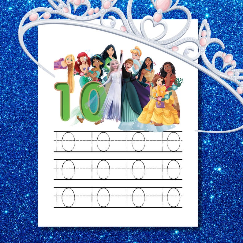 Princess-themed Number Tracing Worksheets 1-10 | Fun Educational ...