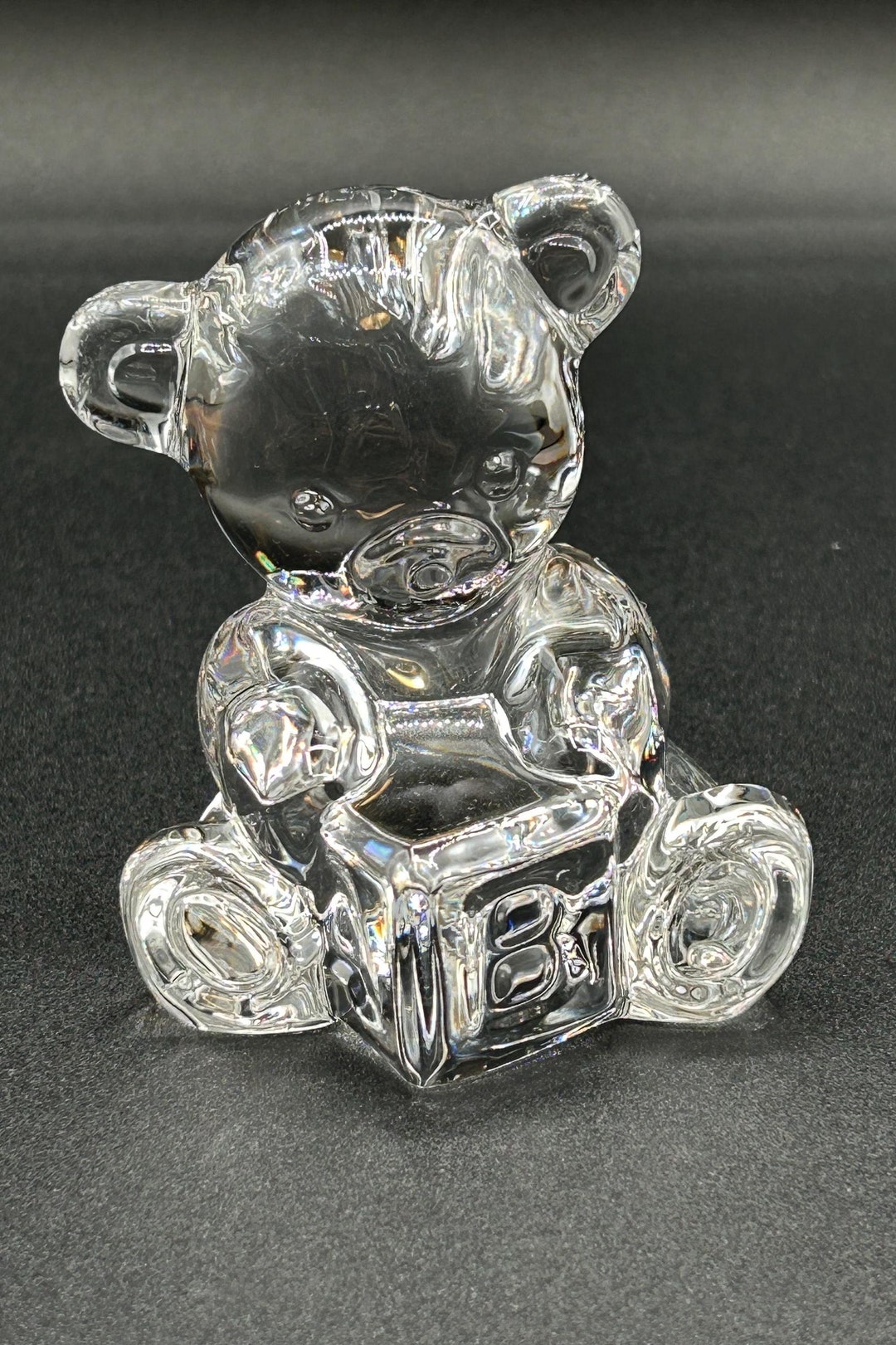 Vintage Waterford Crystal Decorative Teddy Bear ABC Block Paperweight ...
