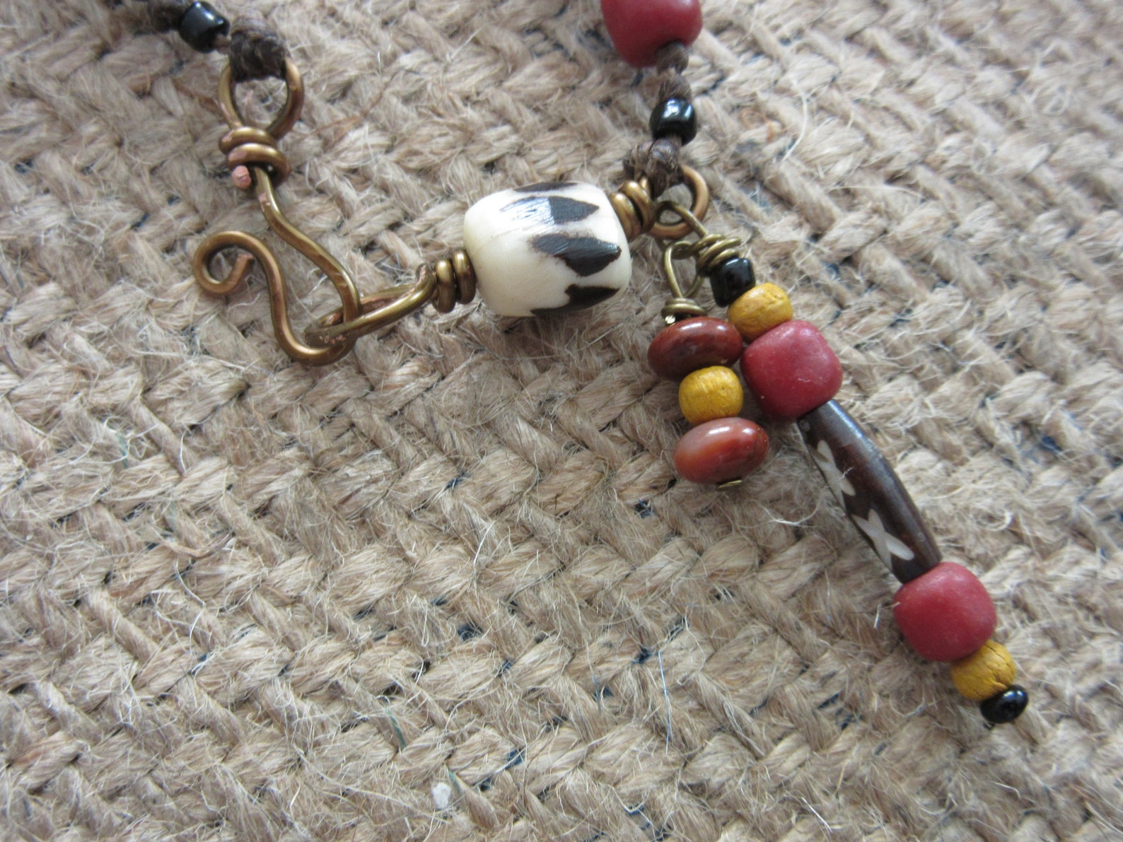 African Beaded Bone and Horn Necklace-tribal Long | Etsy