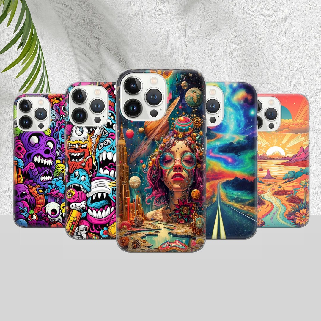 Psychedelic Collage Telefon Kılıfı, Preppy Ve Şirin Estetik, iPhone 16 ...