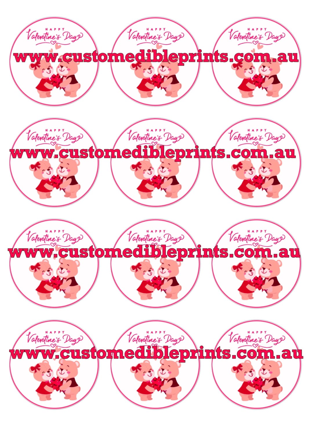 Valentines Day Theme Edible Images-2.5”-12 per Sheet - Etsy