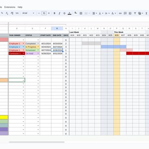 Simple Gantt Chart for Google Sheets and Excel - Etsy