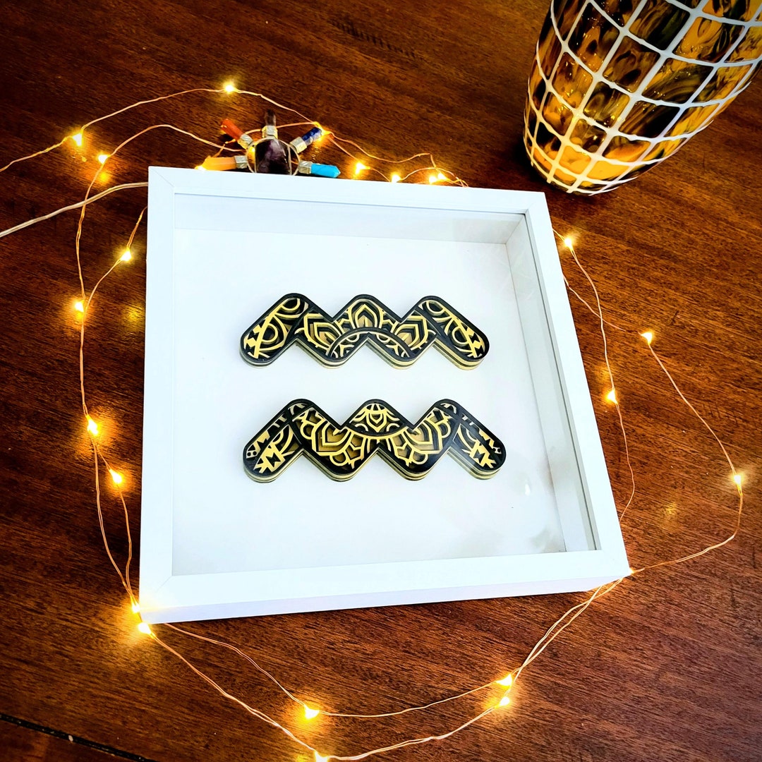 AQUARIUS ZODIAC SIGN, 8x8 Shadow Box, 4 Wooden Layers, Choose Your ...