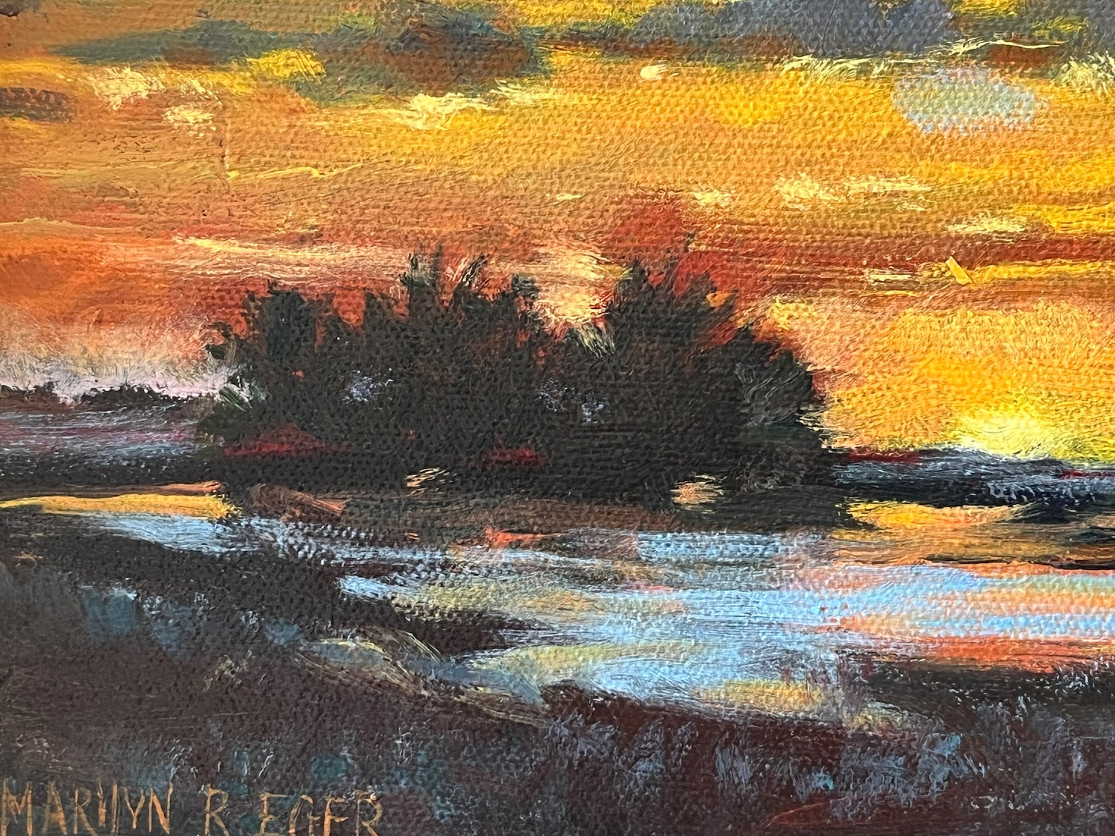 Sunset Oil Painting All Original Sunset Painting Pond Sunset - Etsy