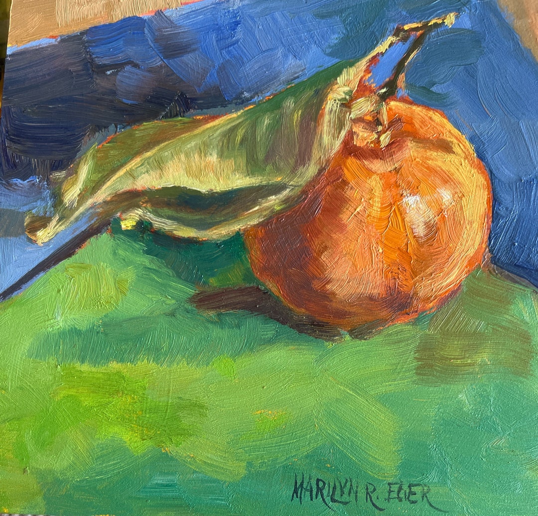 Oil Painting of a Lone Tangerine. an Impressionistic Still Life ...