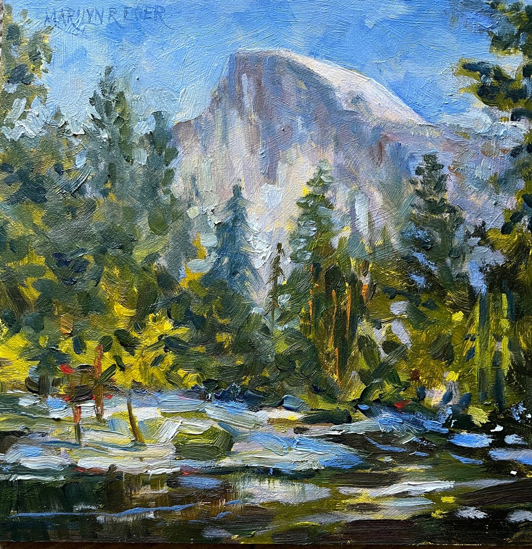 Half Dome All Original Oil Painting, Half Dome With Snow Peaks ...