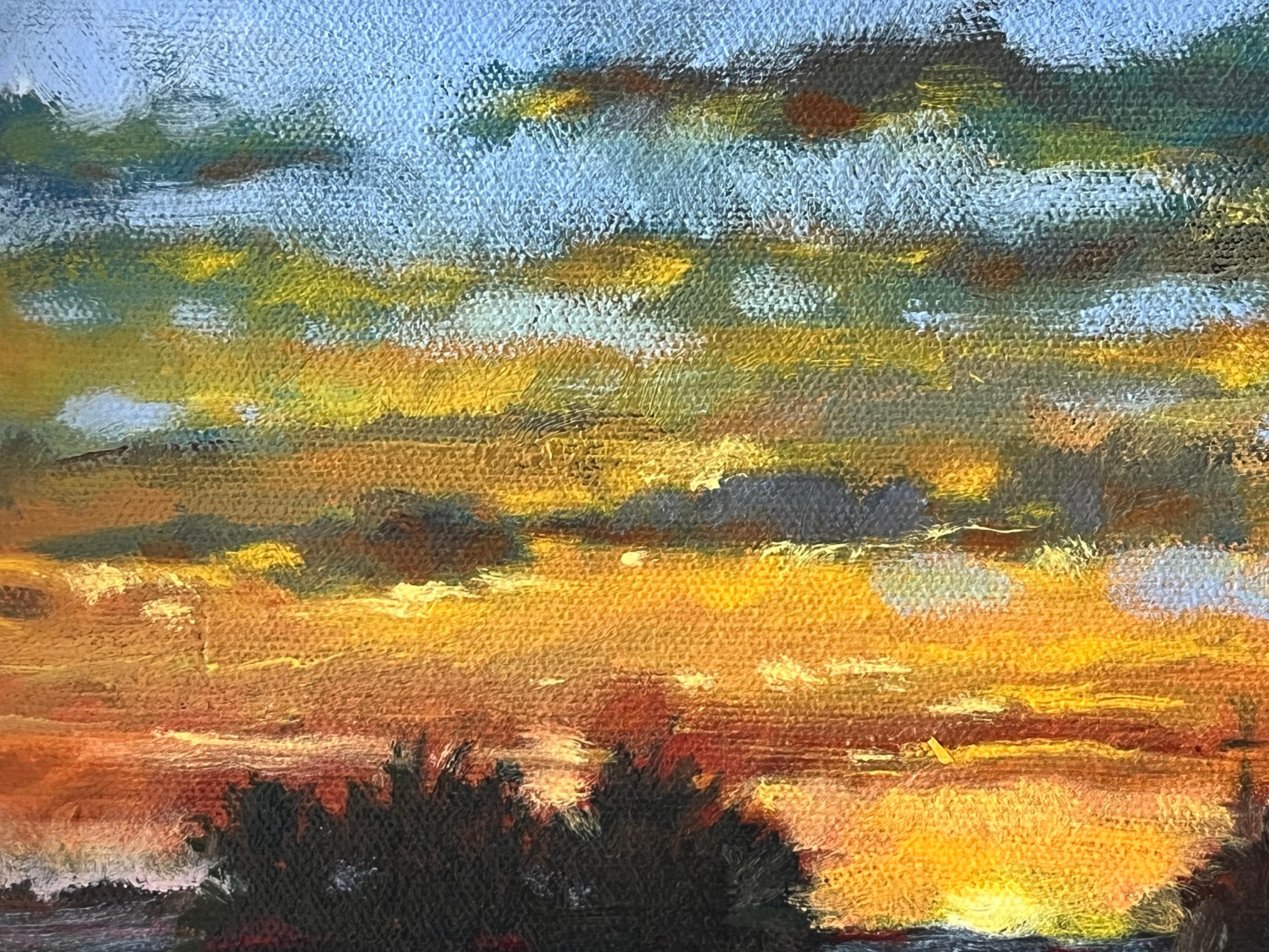 Sunset Oil Painting, All Original Sunset Painting, Pond Sunset Painting ...