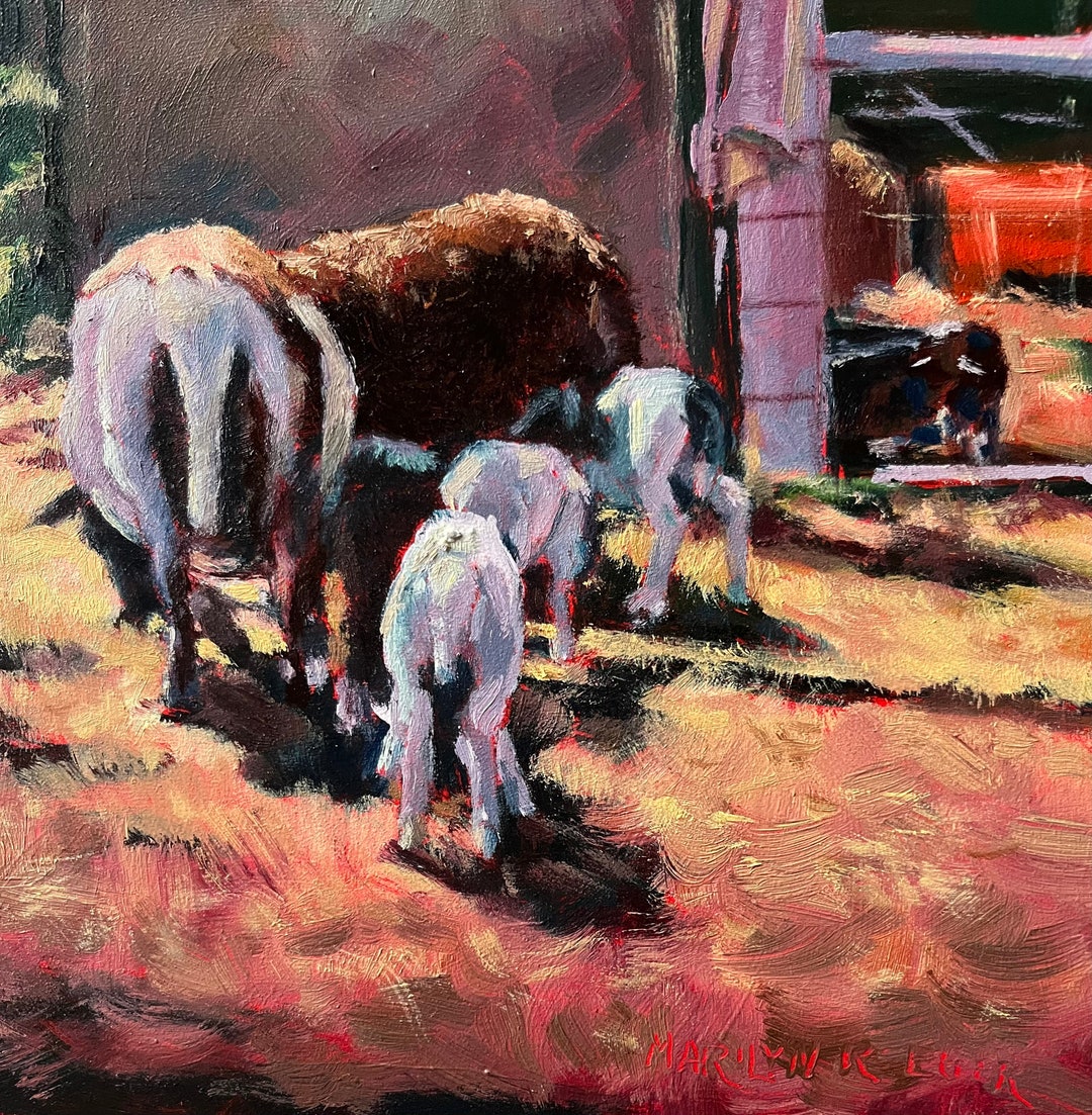 Sheep Oil Painting, Sheep Grazing, California Small All Original ...