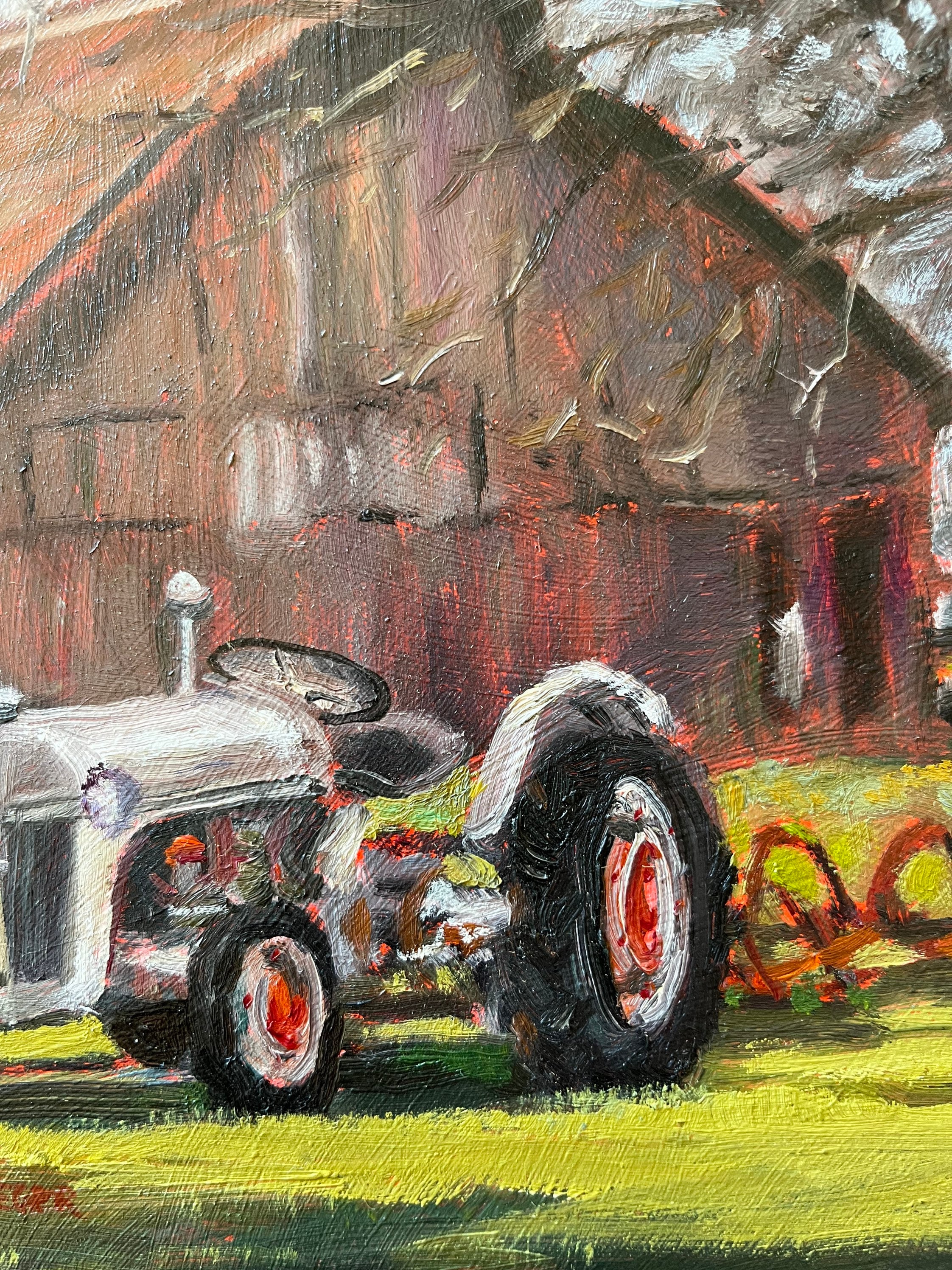 Tractor Oil Painting With Barn, All Original Oil Painting Farming ...