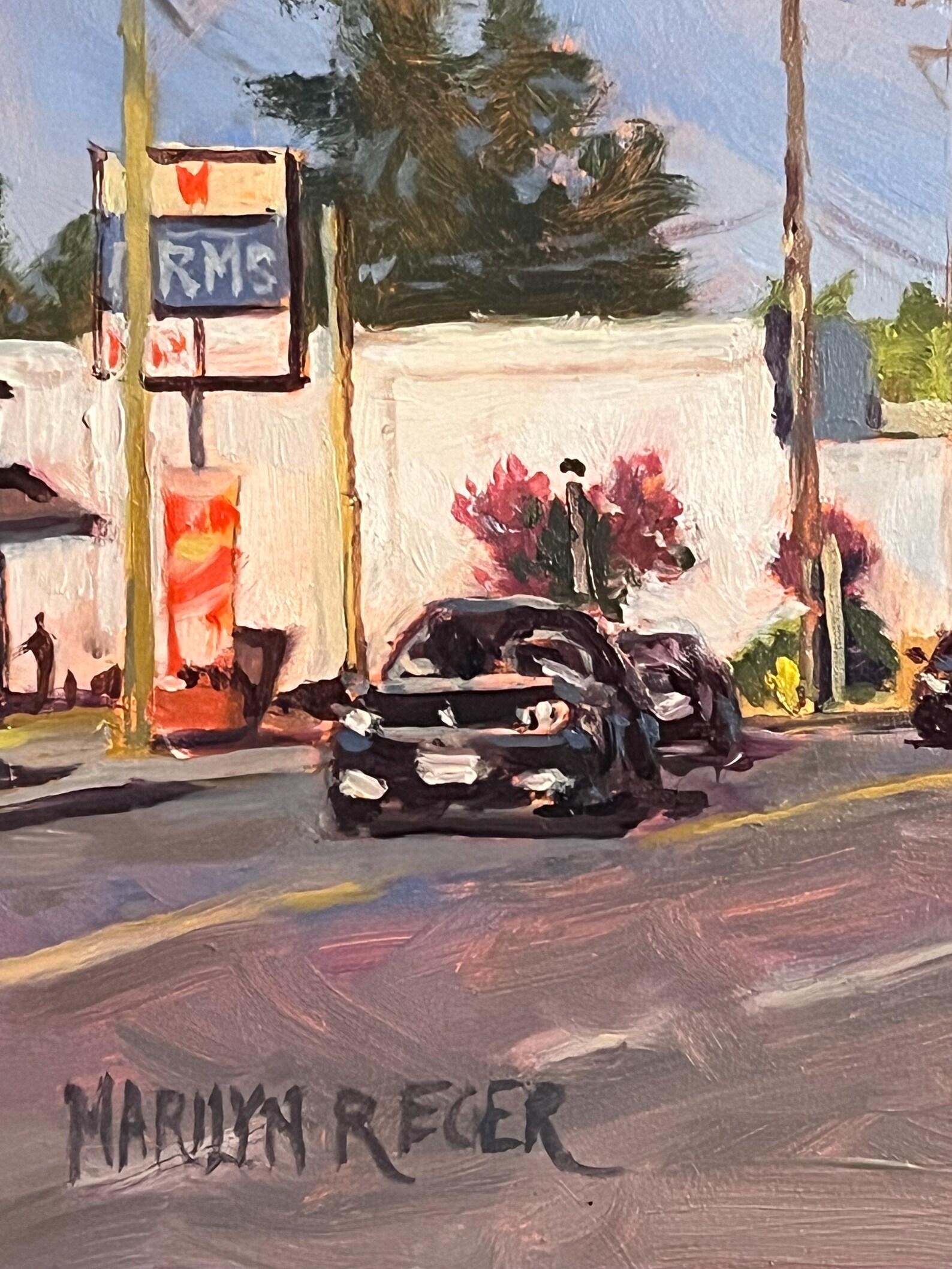 Lodi CA Sunset Theater, Oil Painting: Impressionist Cityscape by ...