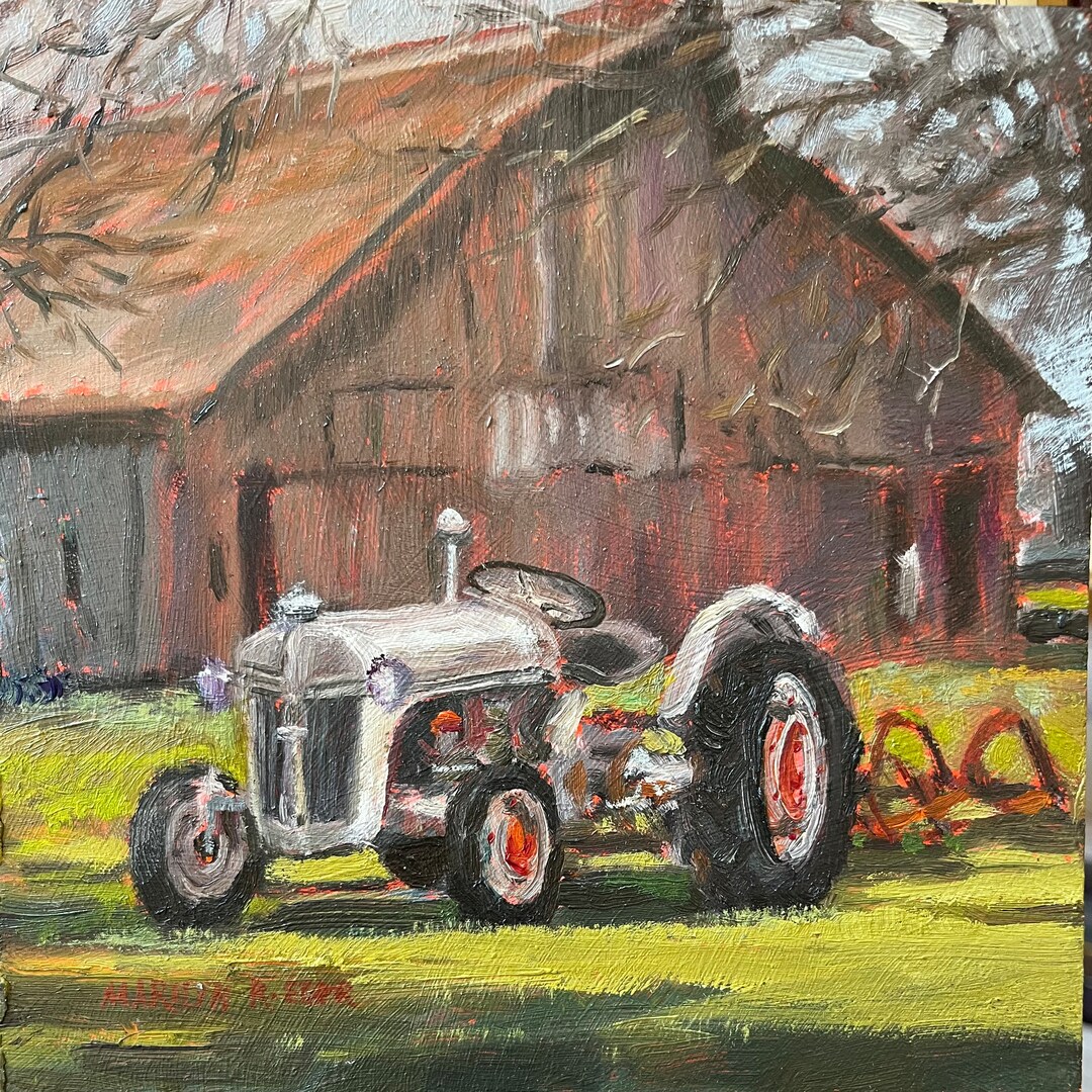 Tractor Oil Painting With Barn, All Original Oil Painting Farming ...