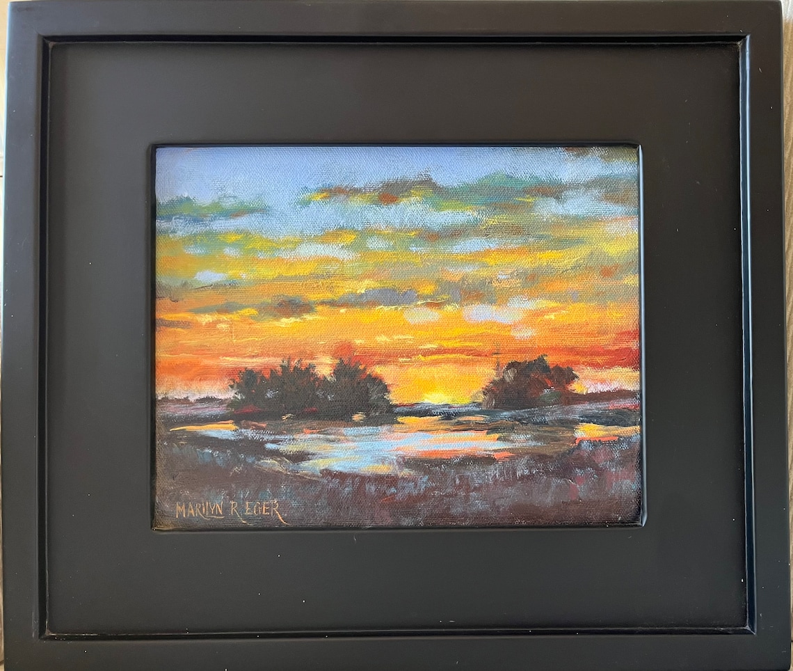 Sunset Oil Painting All Original Sunset Painting Pond Sunset - Etsy