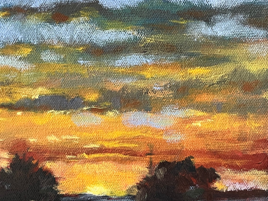 Sunset Oil Painting All Original Sunset Painting Pond Sunset - Etsy